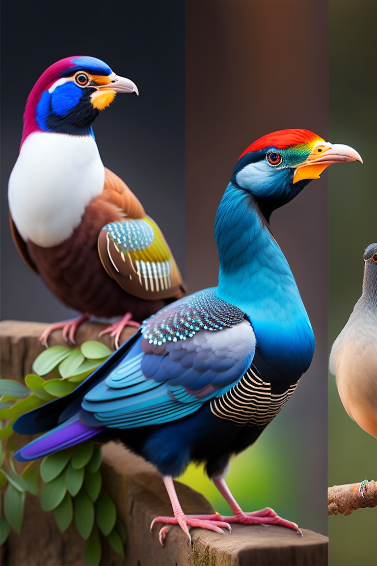 Lexica - Four birds, chicken, peacock, gid, pigeon