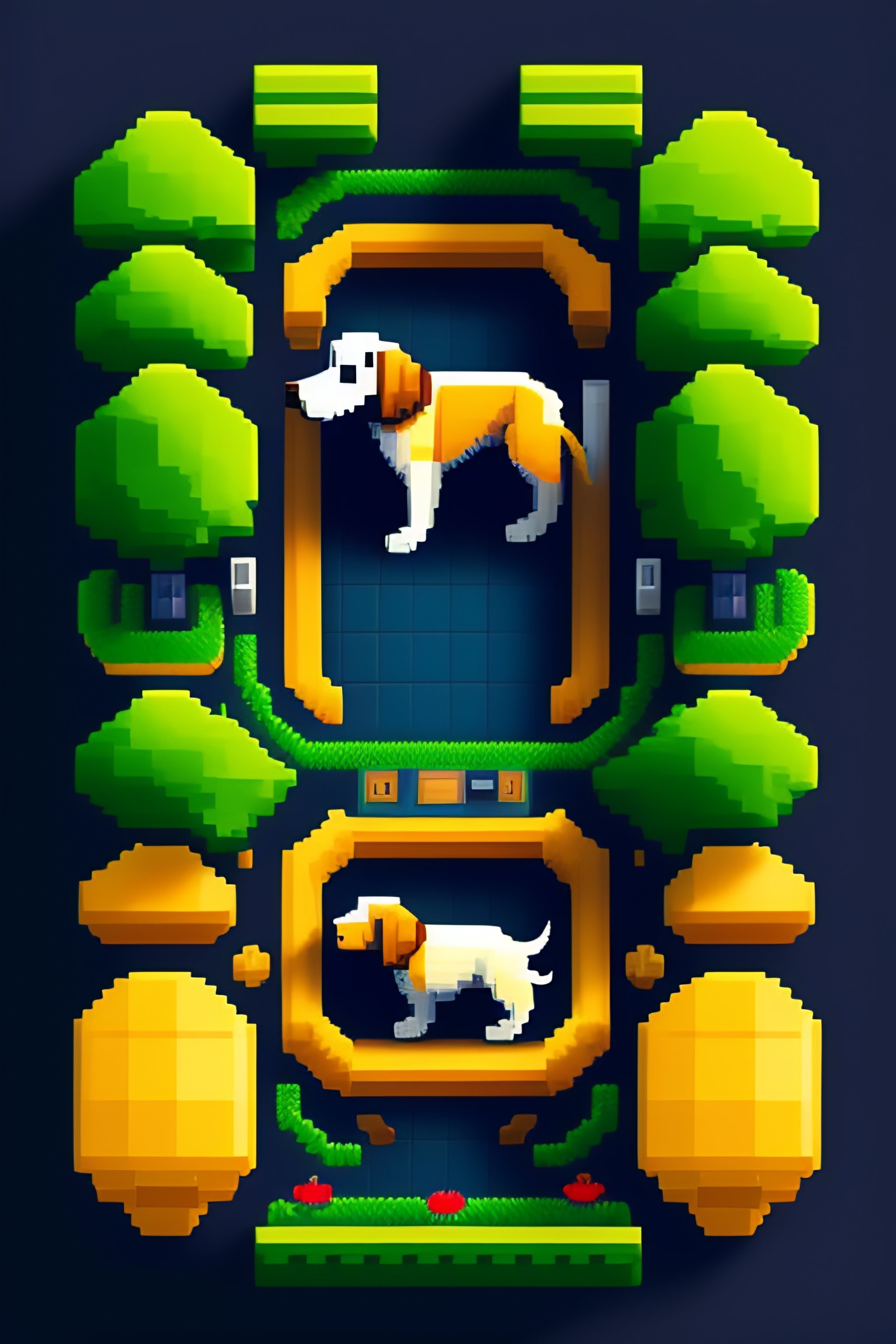 Lexica - Dog in the spaceship, sprite, pixel-art, top-down view, game style