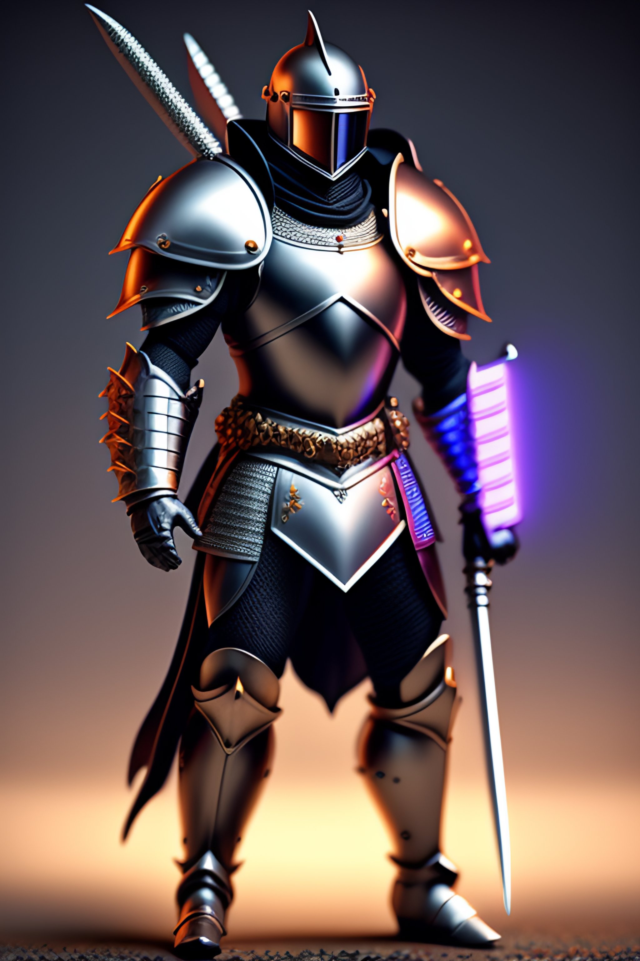 Lexica - Medieval knight with futuristic armor and electronic gadgets