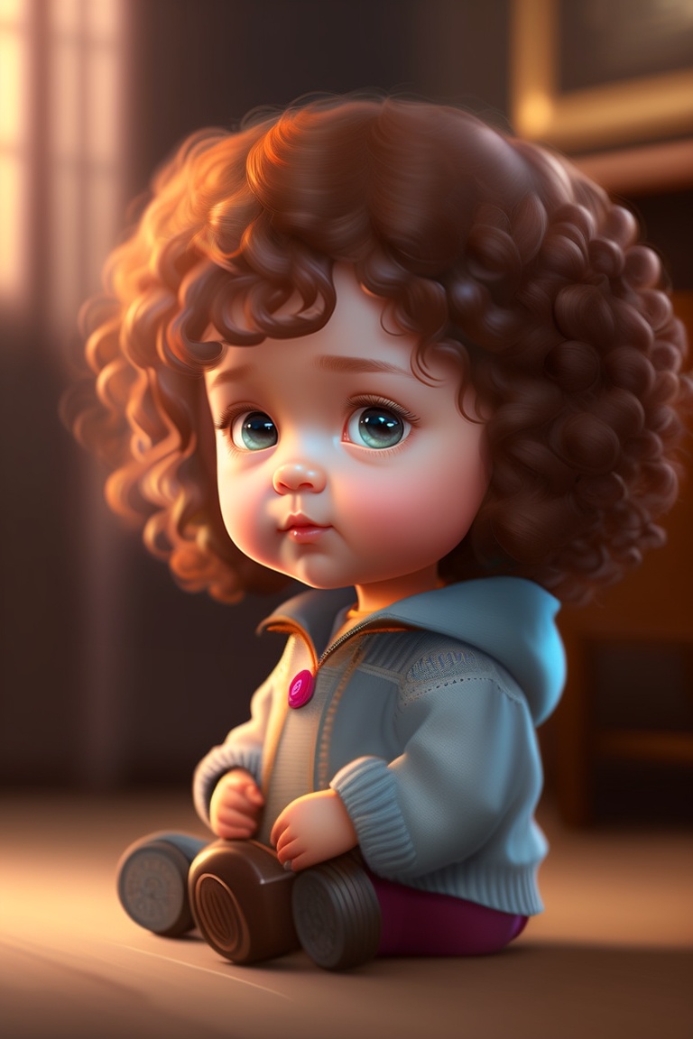 Lexica - Very cute cartoon caracter little girl ,little doll in hand ...