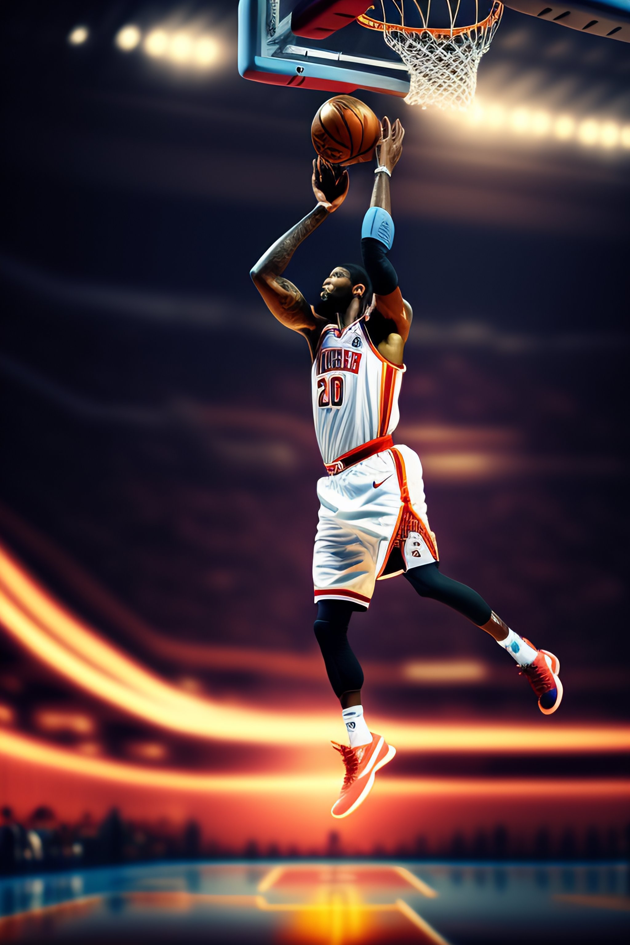 Lexica - NBA basketball player dunking a ball on a court, 8k, beautiful ...