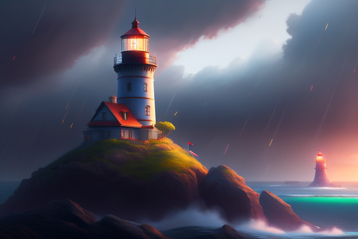 Lexica - Painting of 8k ultra-realistic lighthouse on island, heavy ...