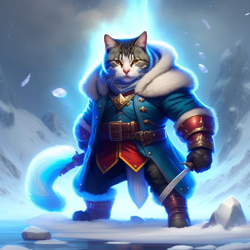 Lexica - DnD, cat, scientist, ice, Antarctica, battle, gigant