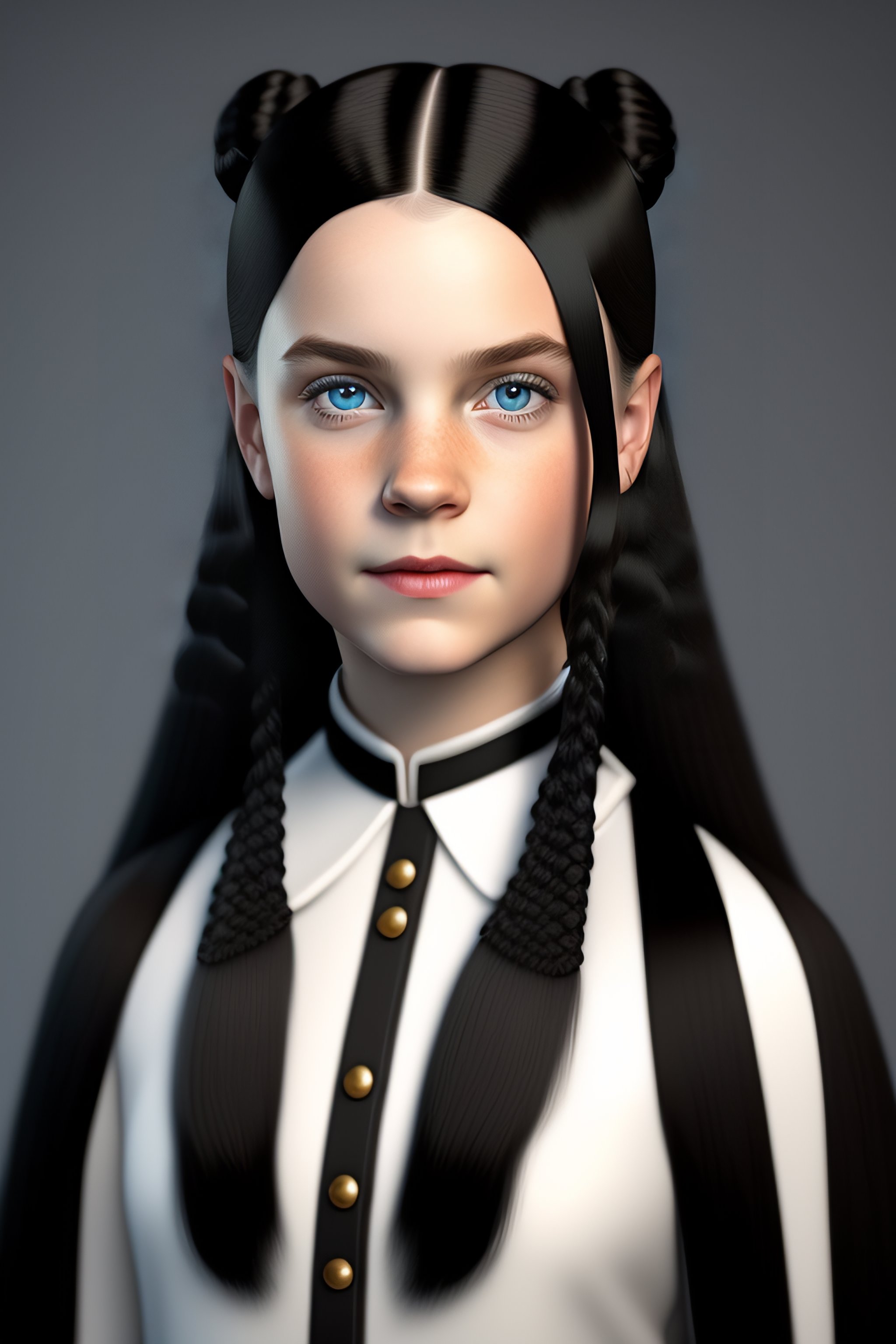 Lexica - Wednesday Addams from the series, black hair braided in two ...
