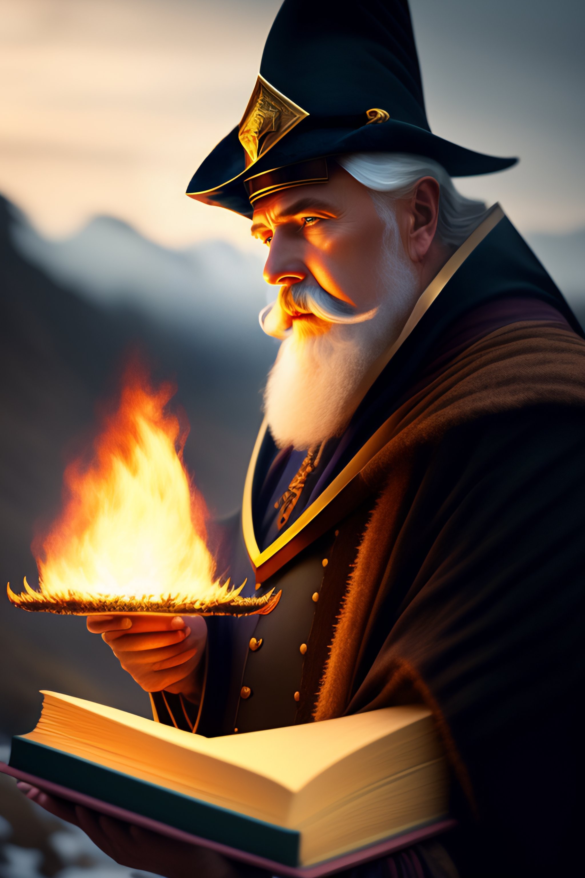 Lexica - Wizard with book casting fire bolt