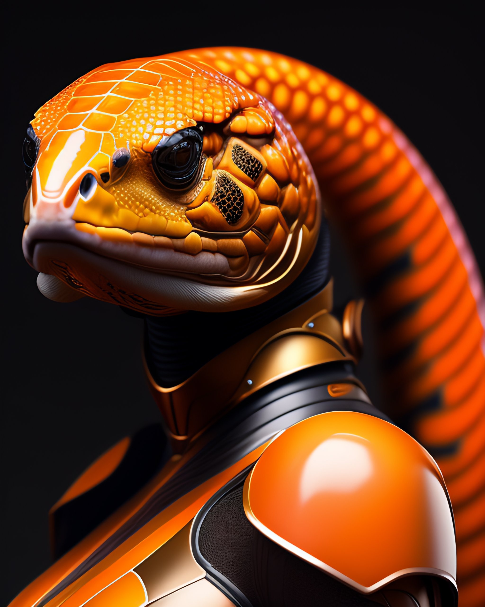 Lexica - Portrait of a cybernetic orange snake a spiritual full body ...