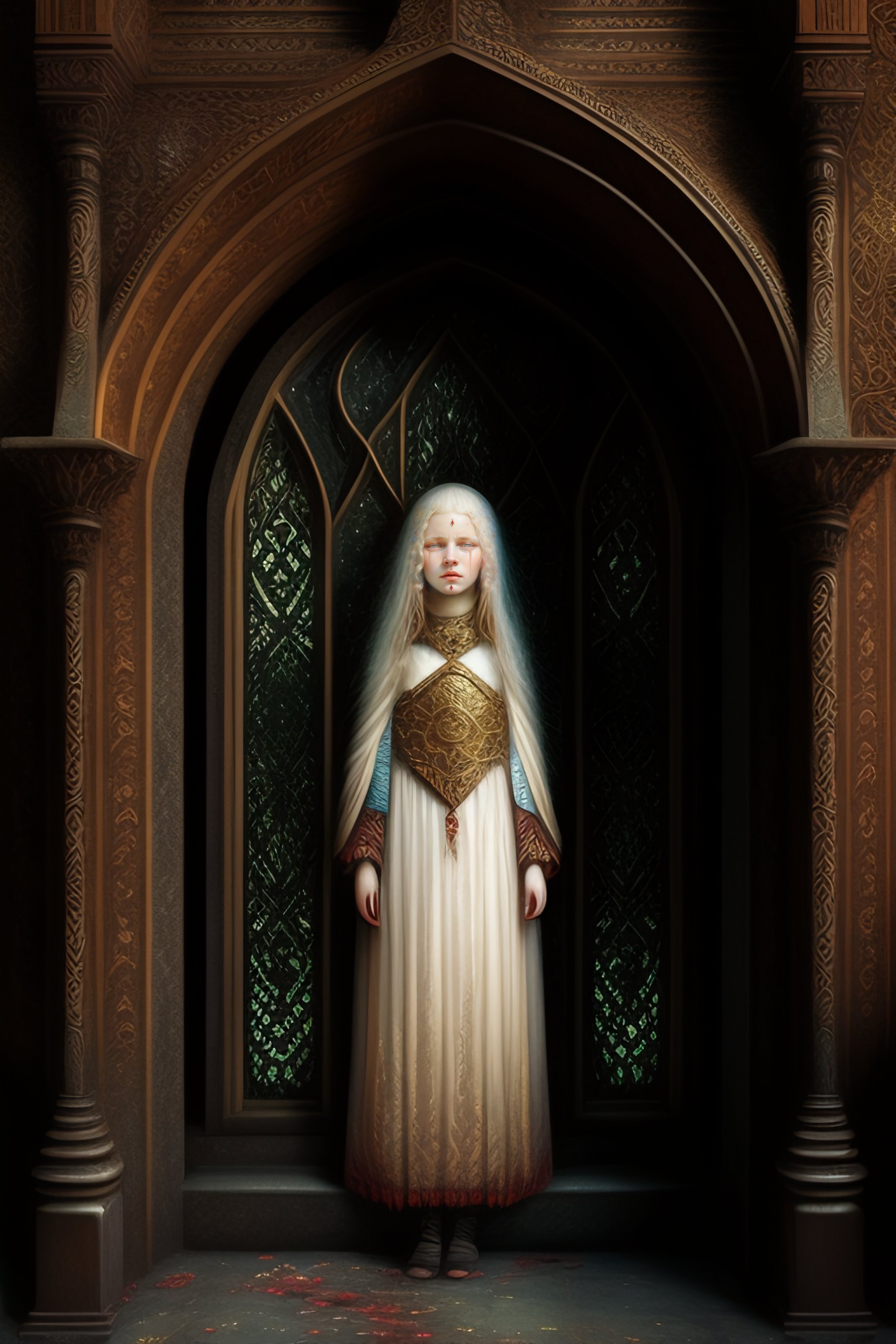 Lexica - 12 years old crying albino vampire female in a abandoned ...