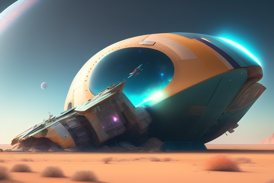 Lexica - Uhd image of a small damaged and crashed spaceship with many ...