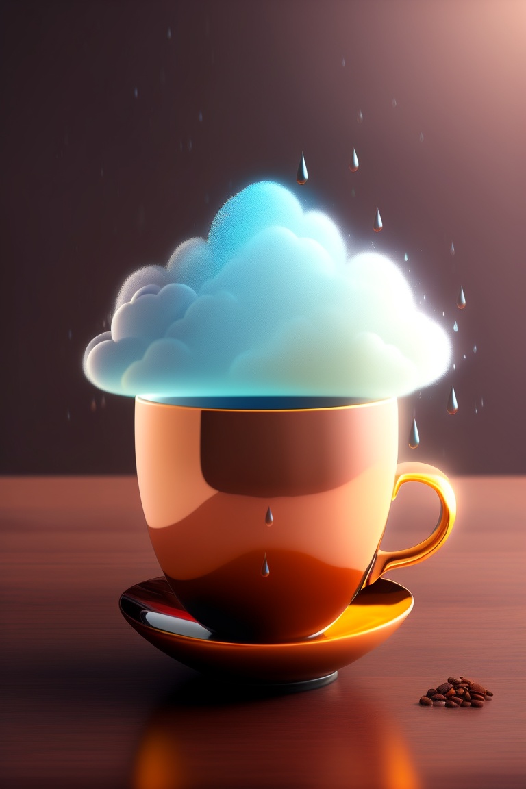 Lexica - Rain from a cloud in a cup of coffee, 8K
