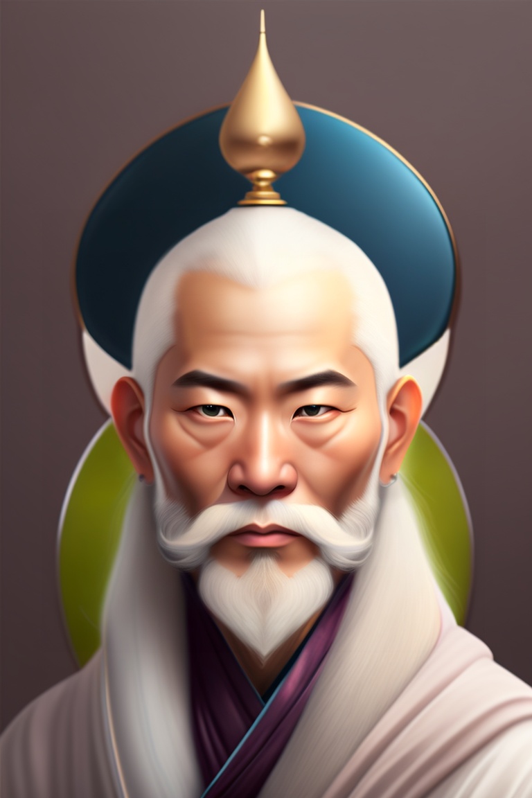 Lexica - White fornt face, white hair, smart Monk motivation