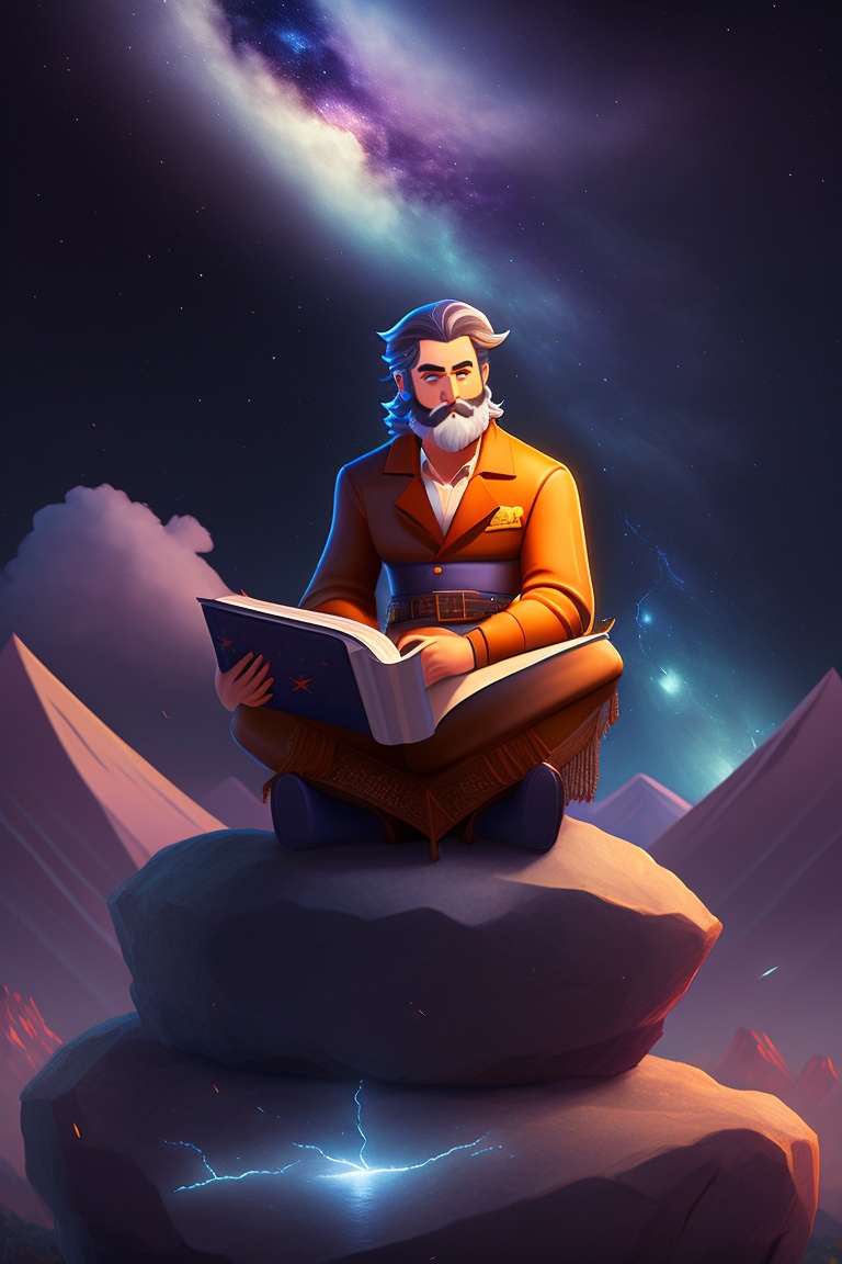 Lexica - Animated, A greek philosopher sitting on a rock holding a book ...