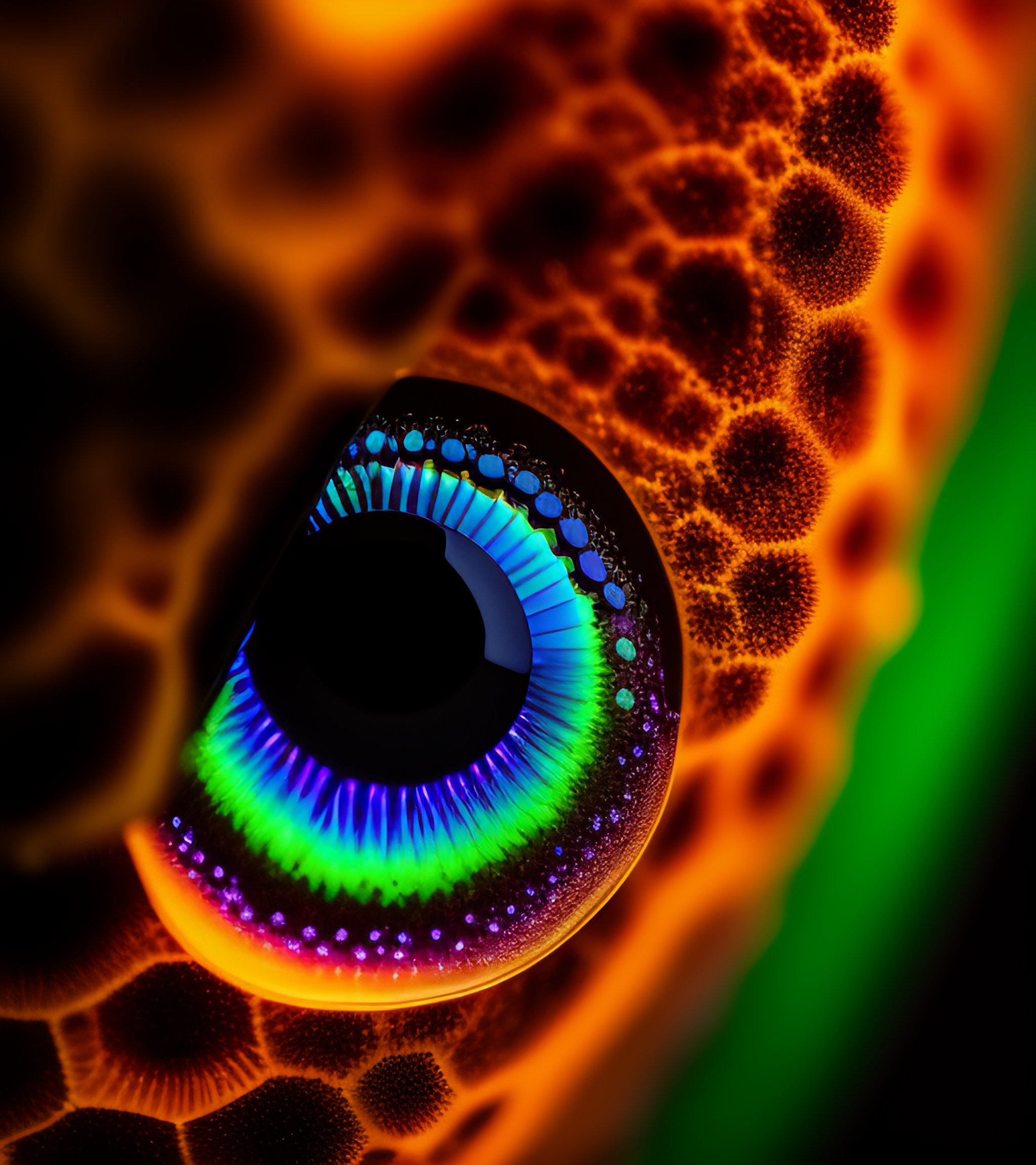 Lexica - A photograph of a glossy iridescent black myxomycete, slime ...