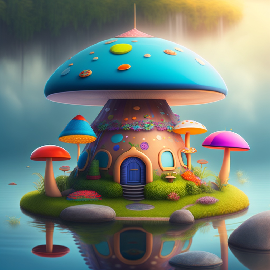 Lexica - A giant mushroom house with colorful mushrooms growing on top ...