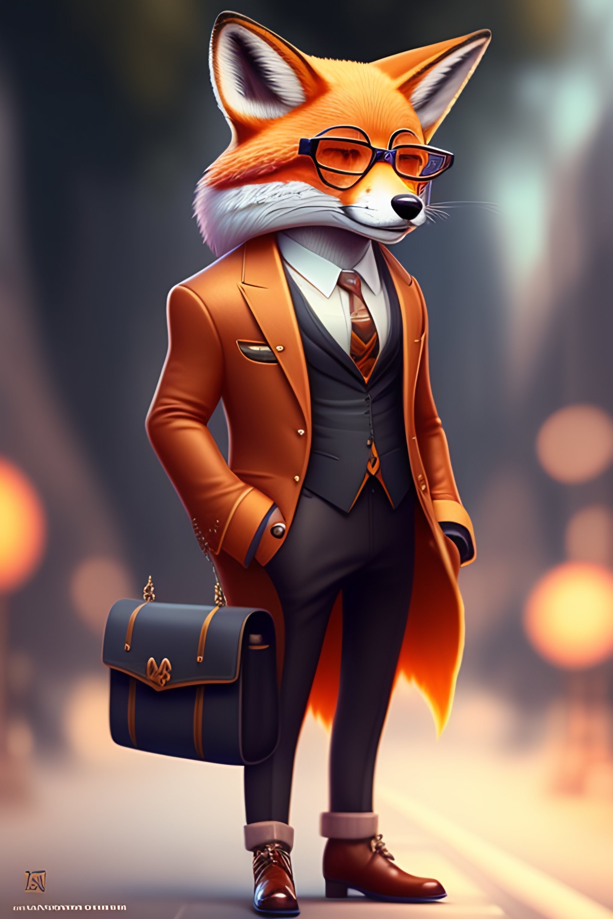 Lexica - Anthro furry humanoid fox with glasses, three piece suit ...