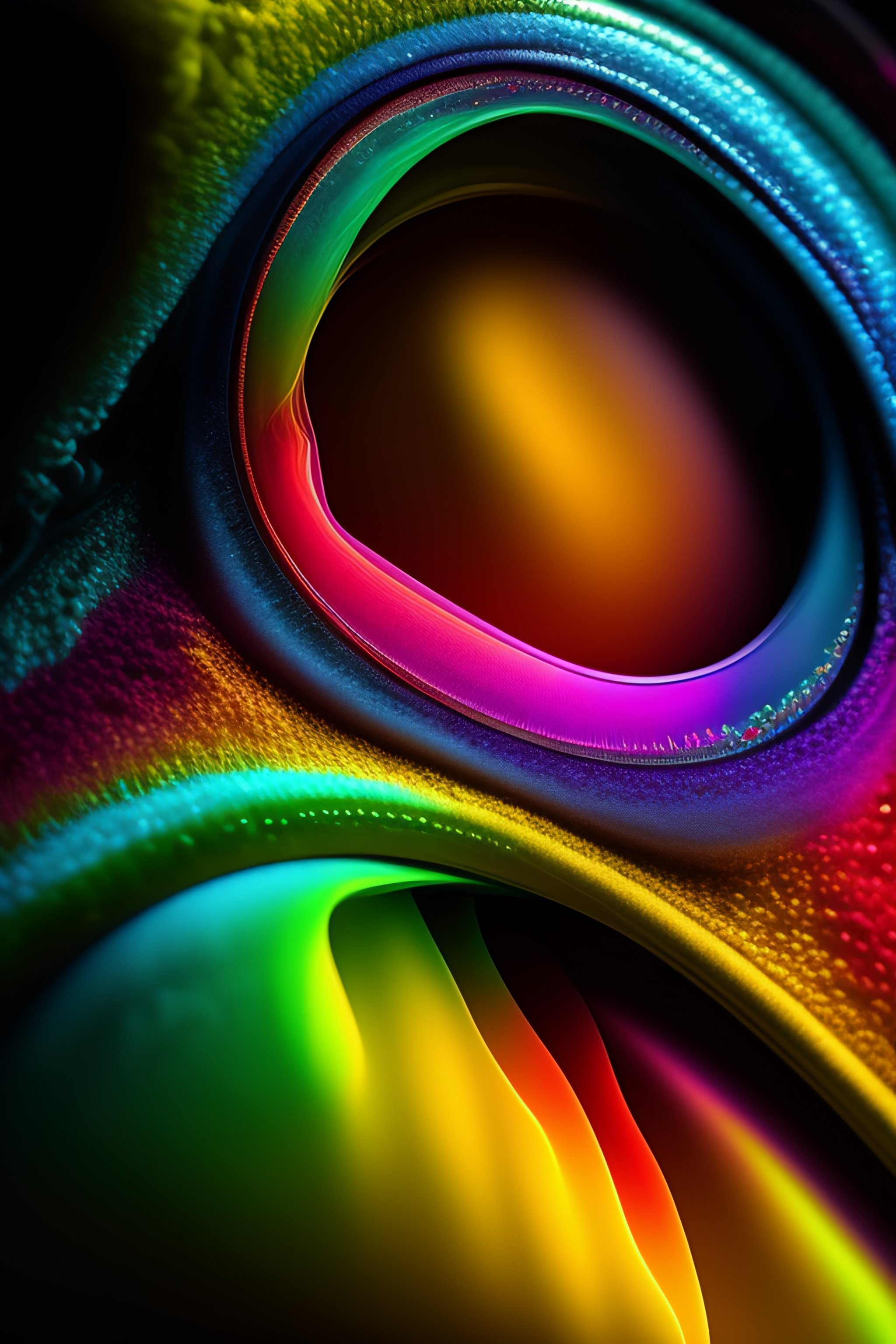 Lexica - Close-up of a hideous monster, estatic, multicolored light ...