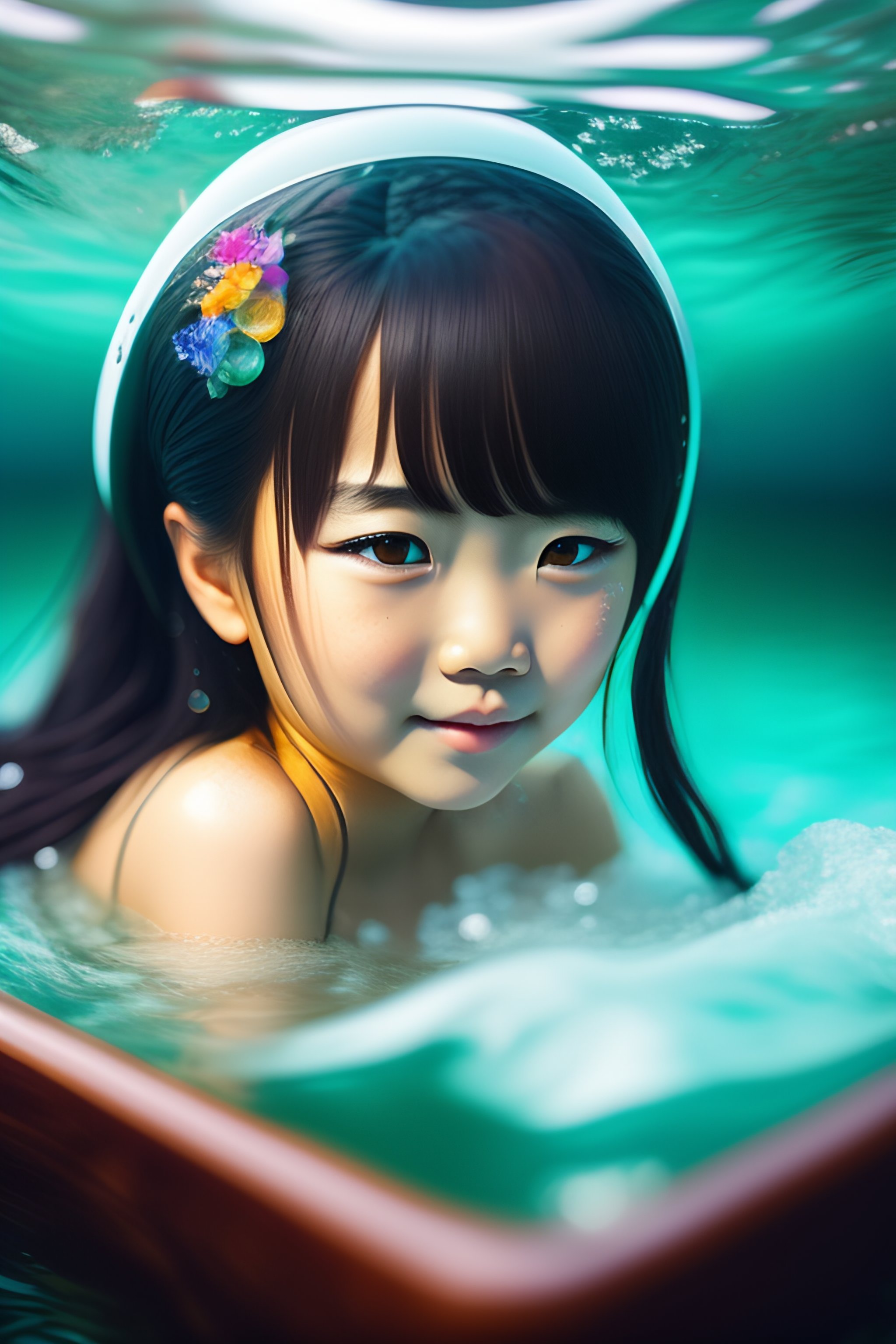 Lexica - Anime girl bathing in the sea