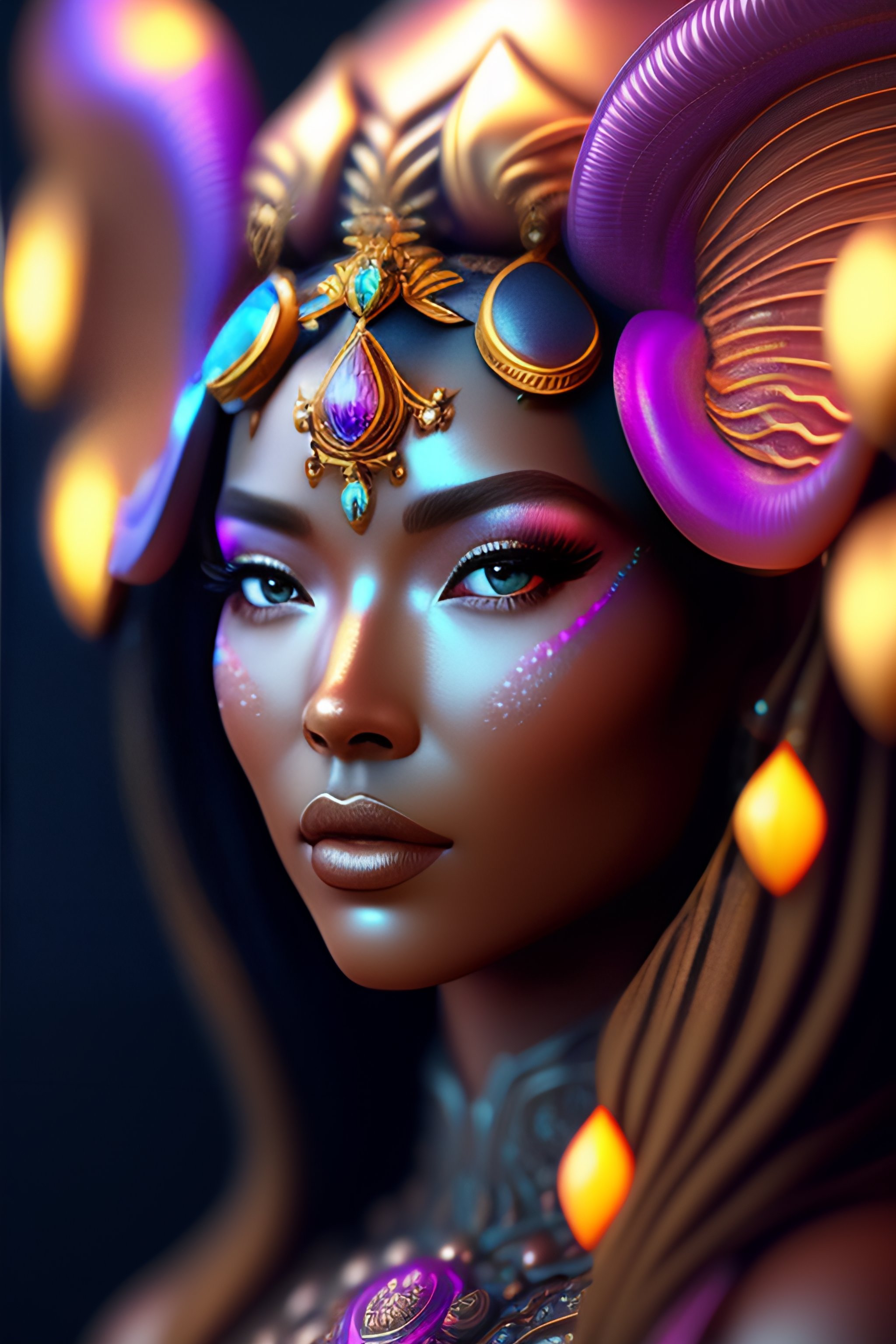 Lexica - Goddess princess face close-up portrait ram skull. hard ...