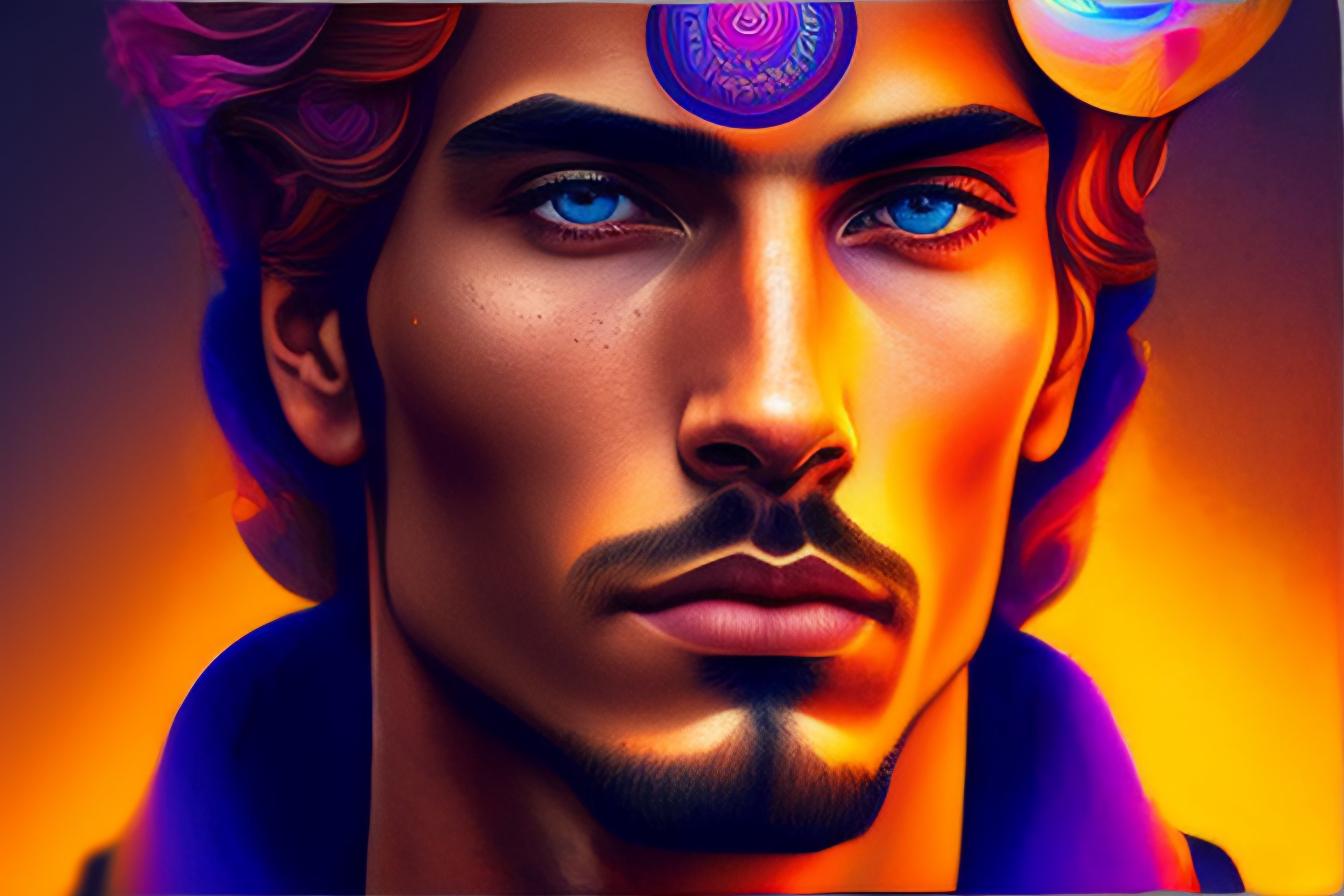 Lexica - An extremely psychedelic portrait of a MAN, surreal, LSD, face ...