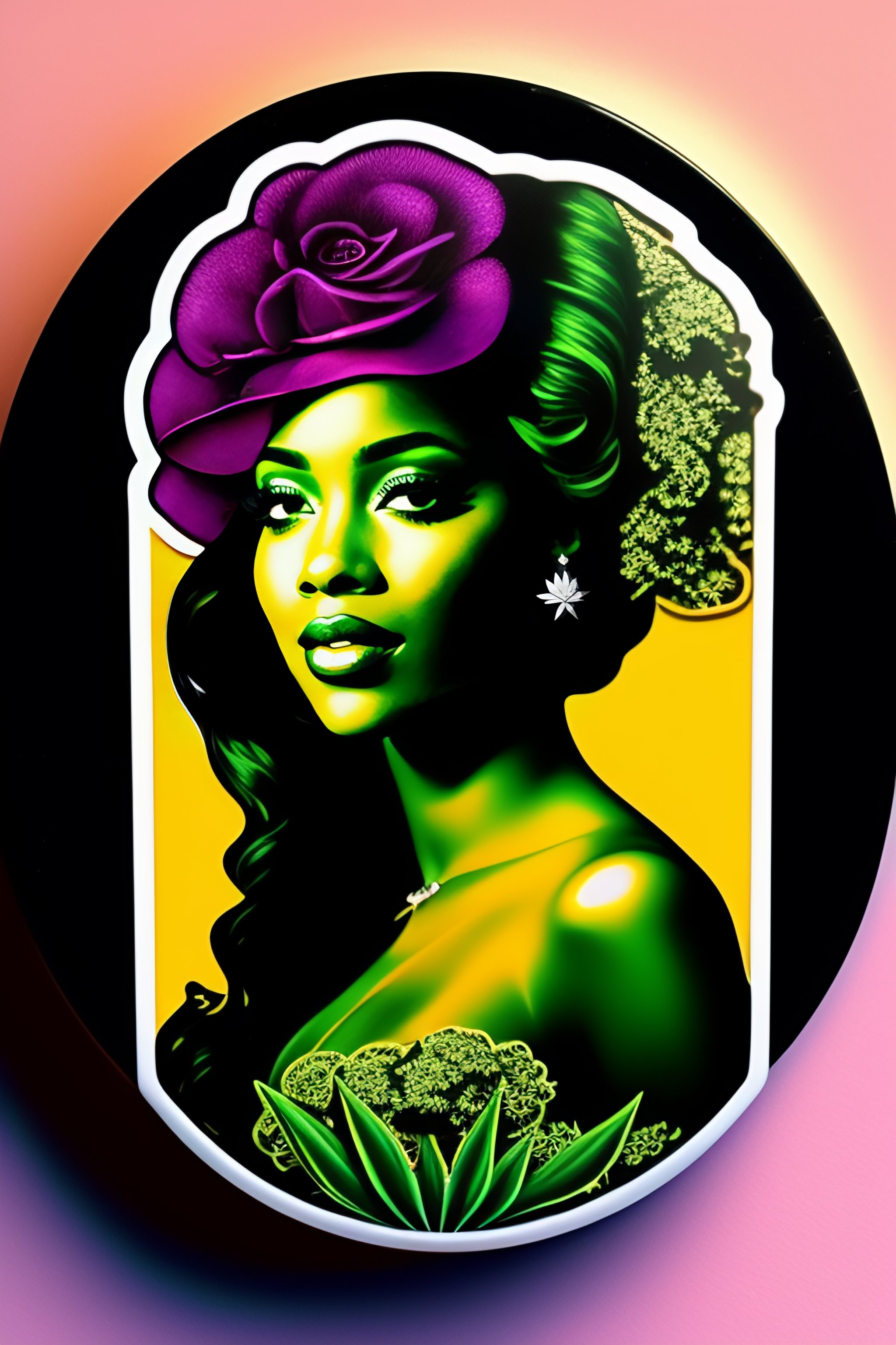 Lexica - Marijuana, princess, black, sticker
