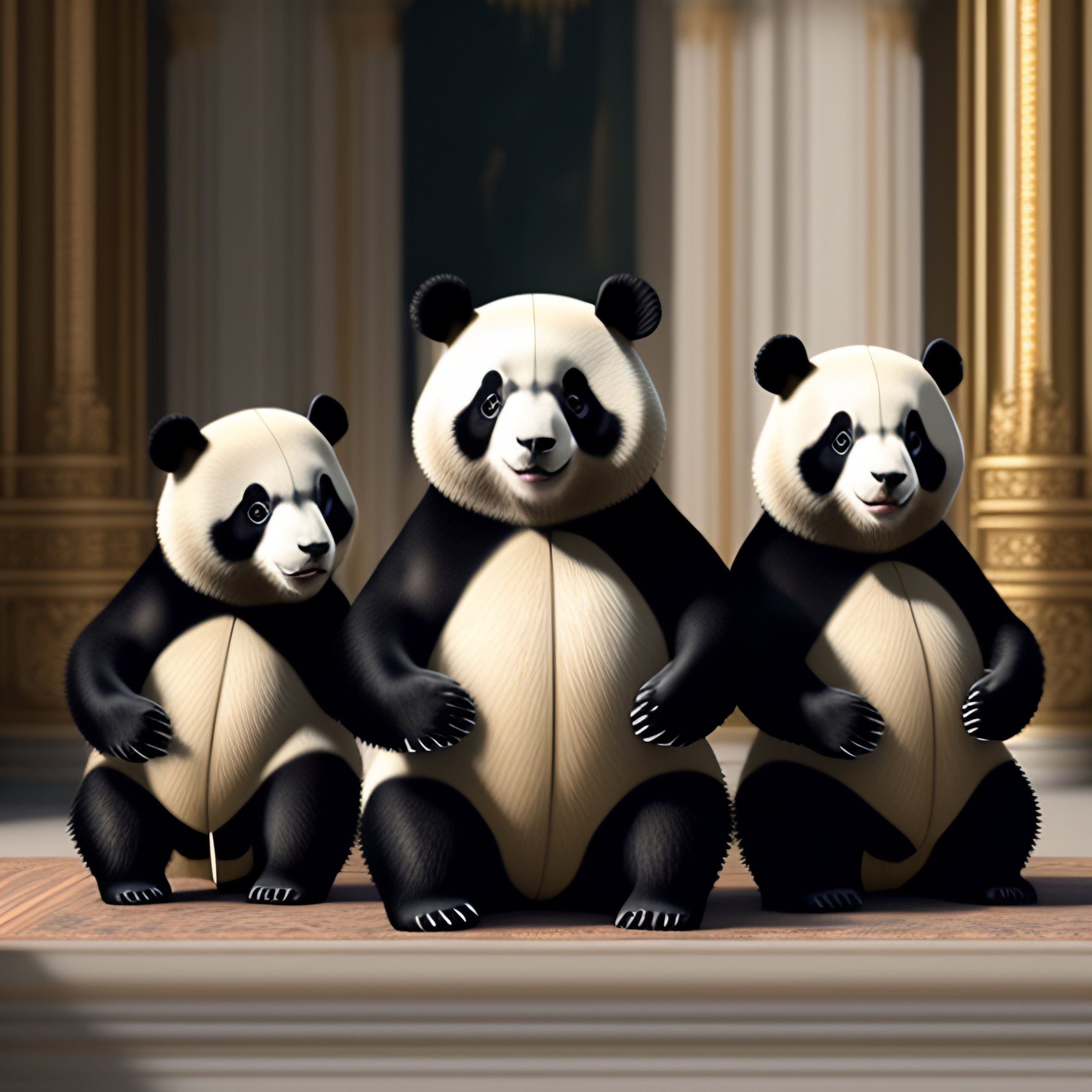 Lexica - A trio of panda bears playing music and dressed in 18th ...