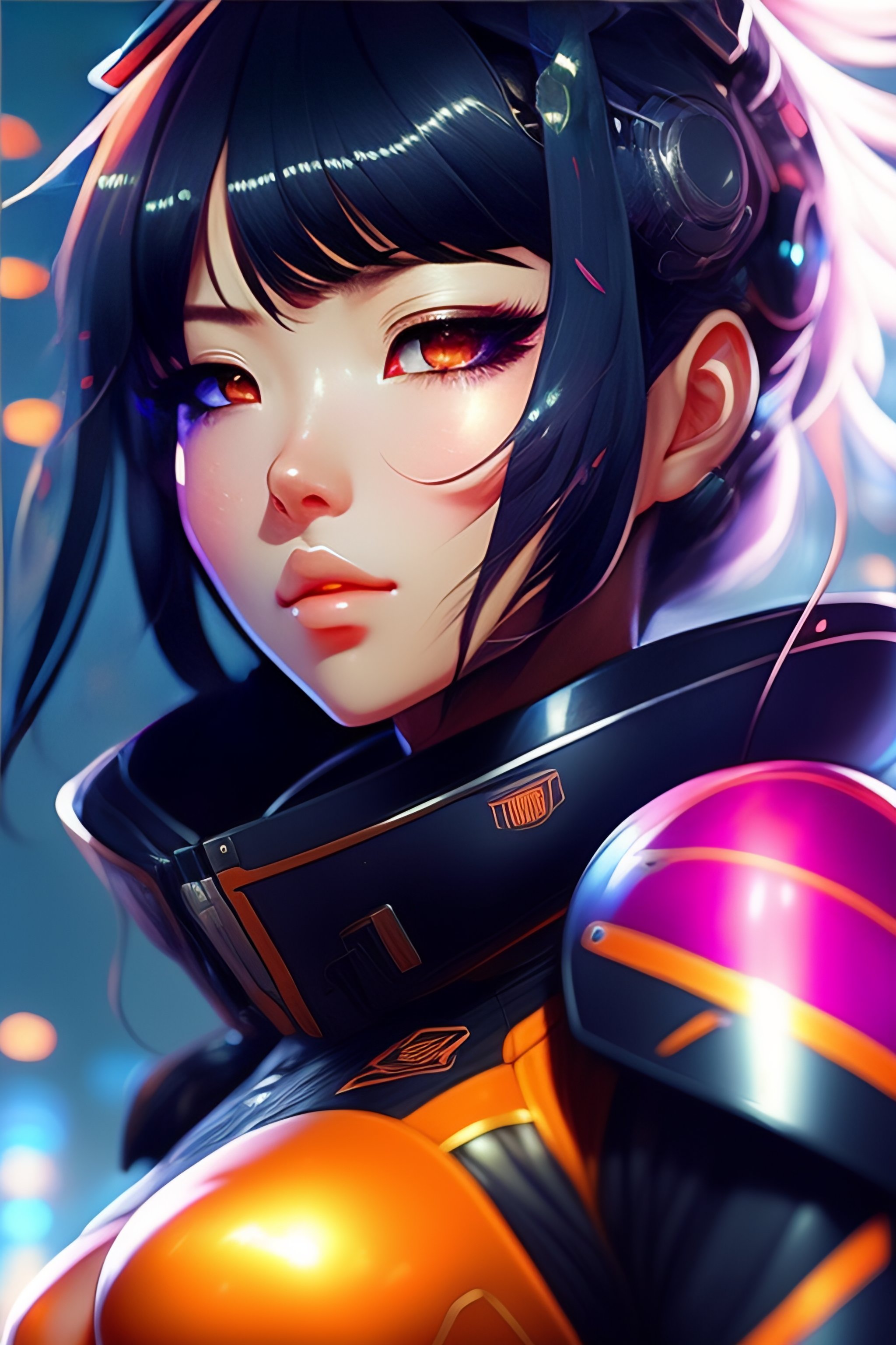 Lexica - Portrait Anime Commander Girl Neon-cybernetic cute-fine-face ...