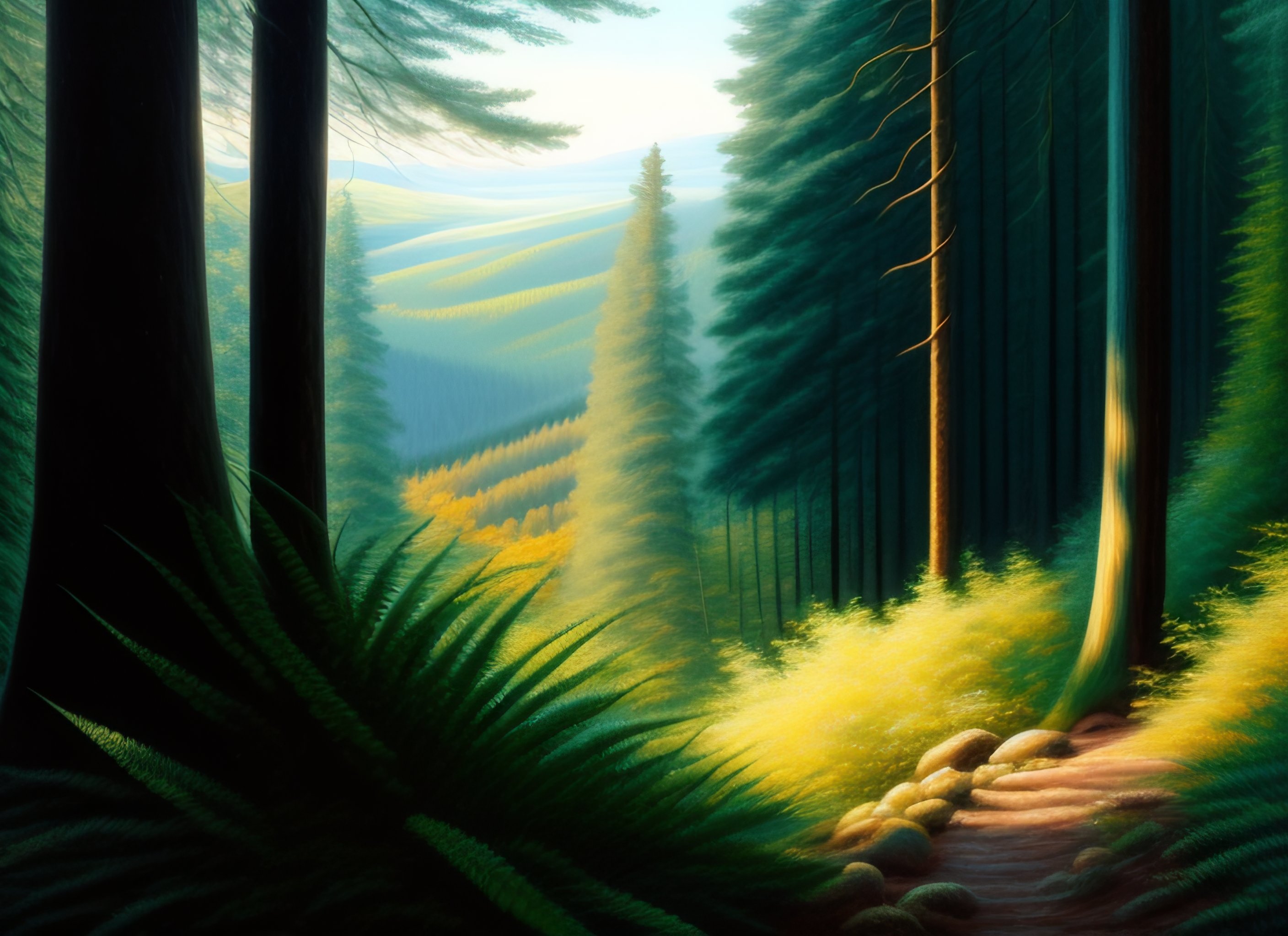 Lexica - Down view of a forest , hyper realism