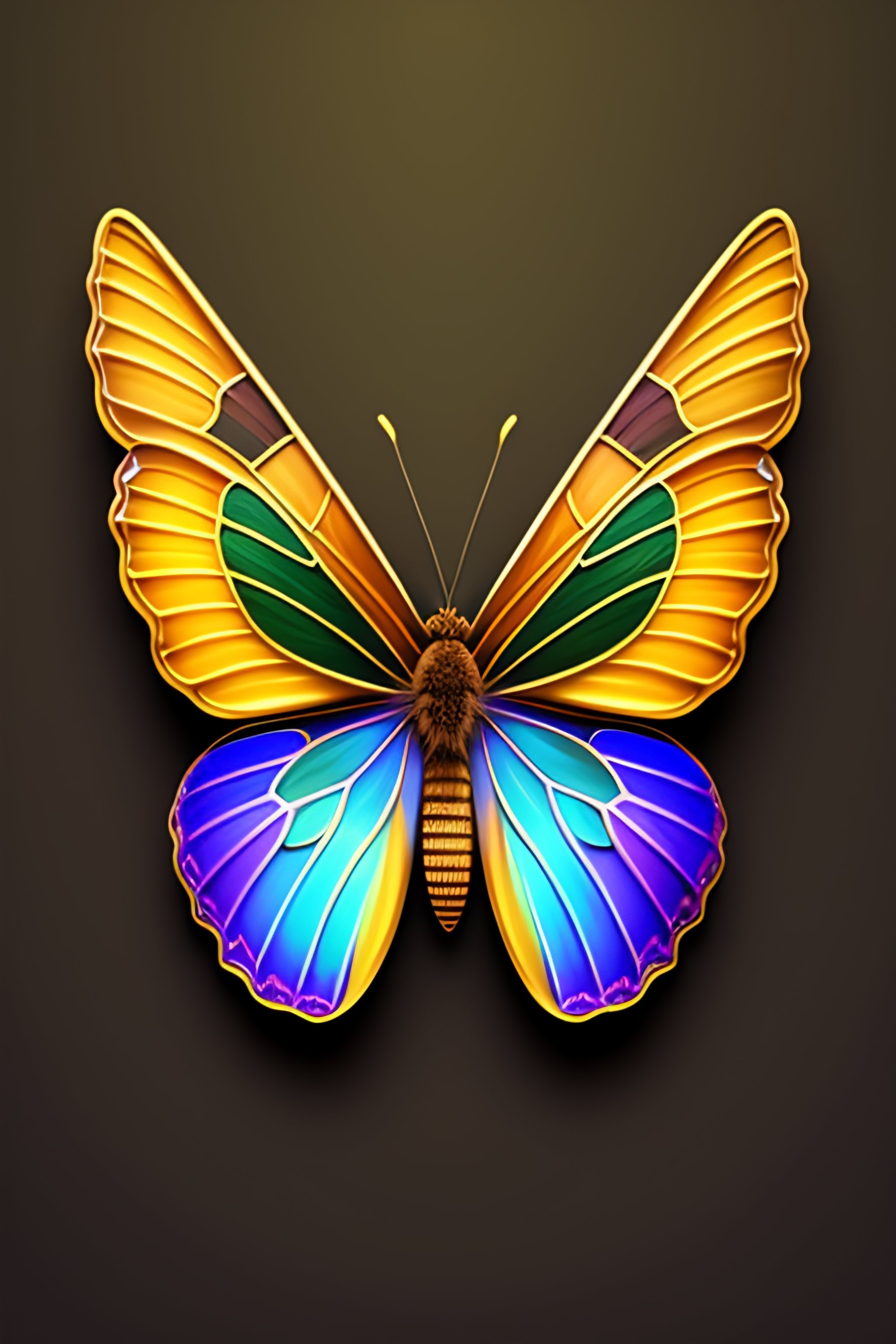 Lexica - A stylized butterfly with wings made up of upward and downward ...