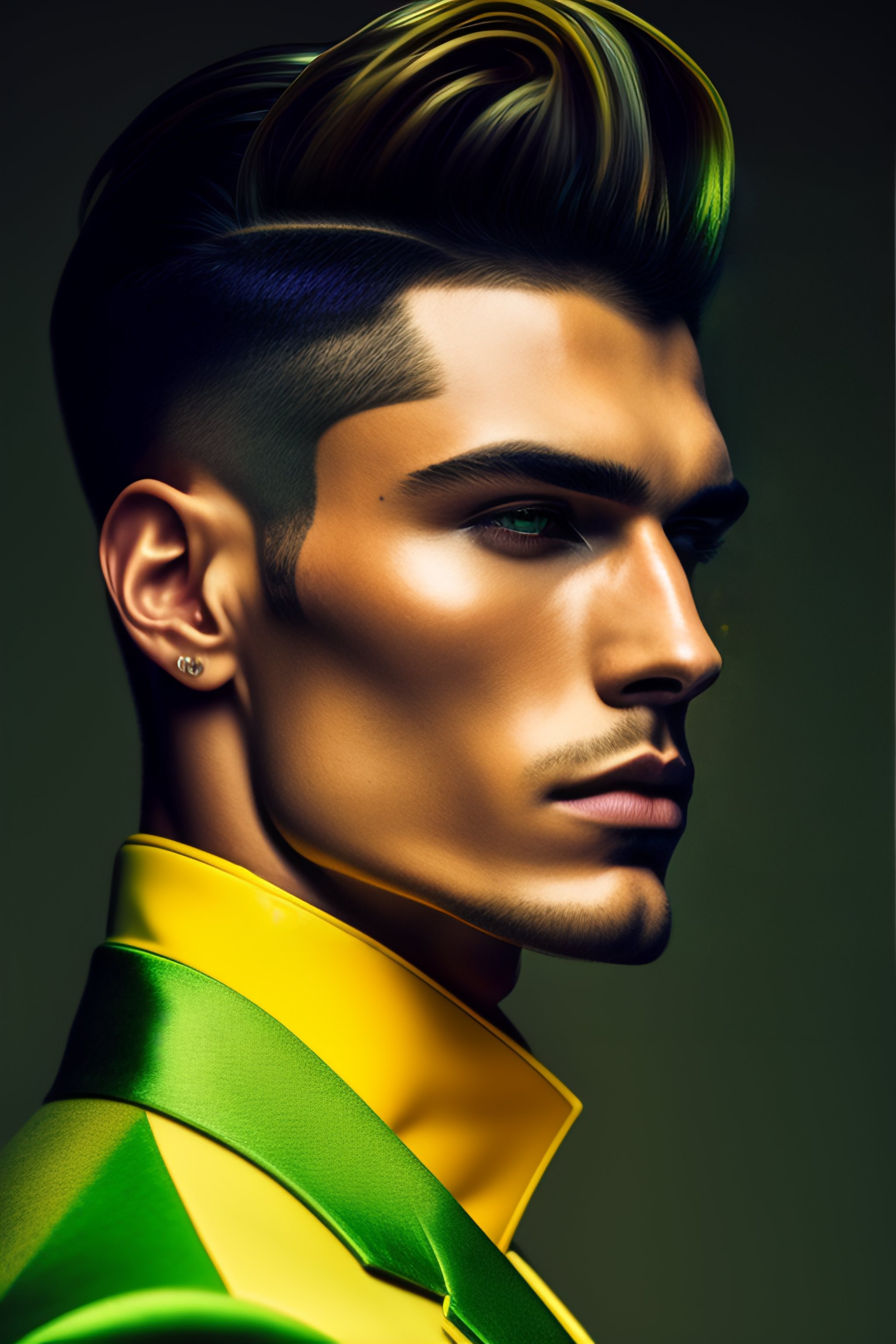 Lexica - A photo close-up of a handsome undercut haired man, fashion ...