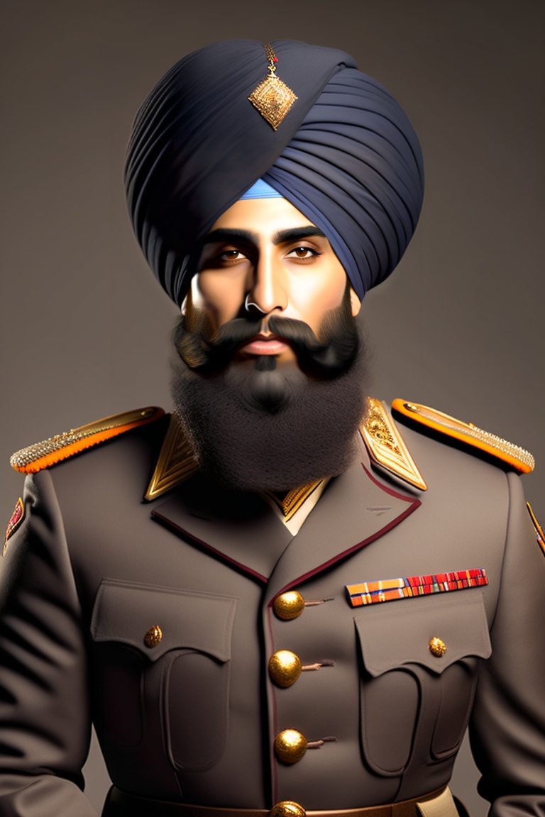 Lexica - World war 2 Sikh soldier , ears fully covered in turban ,in ...