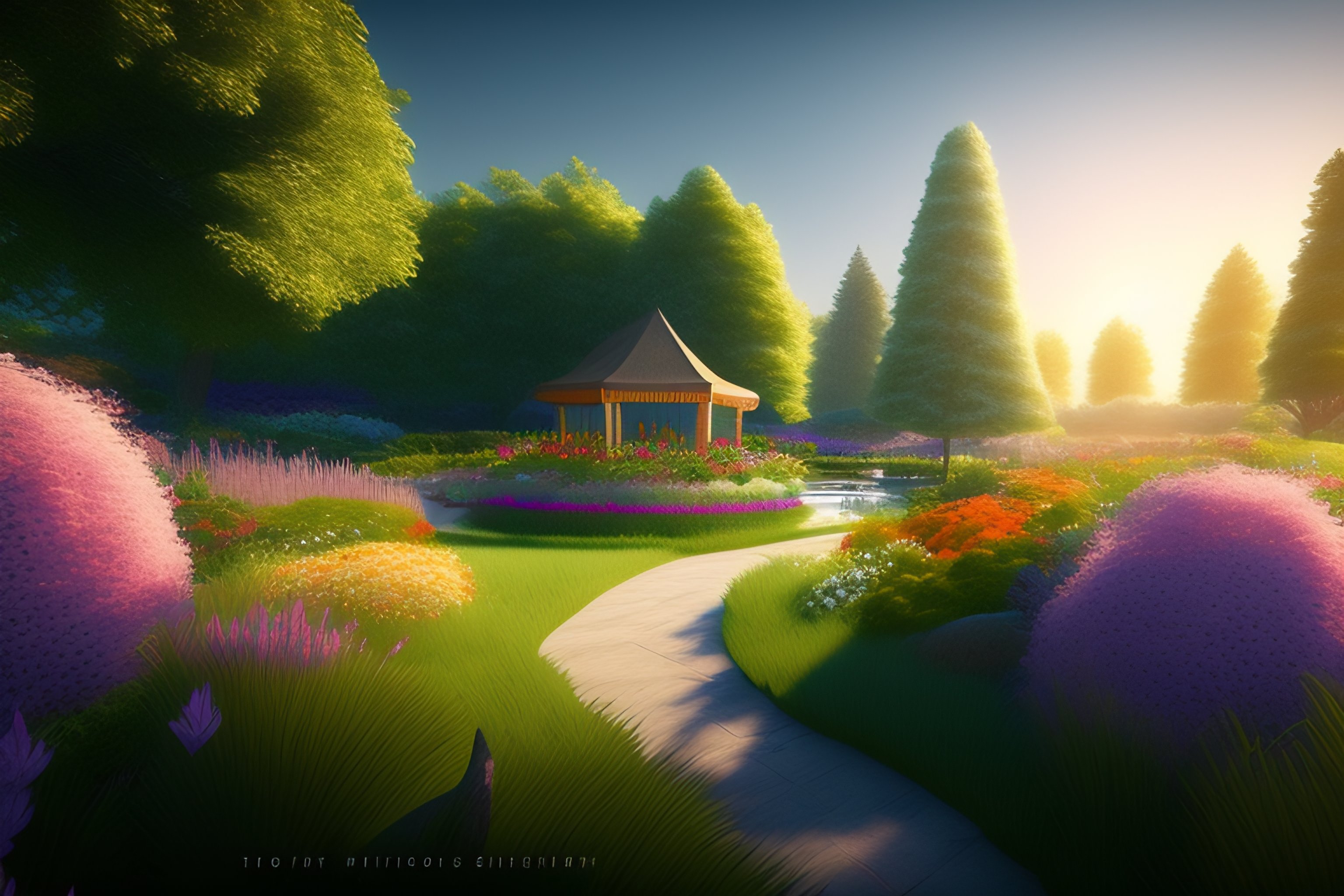 Lexica - Landscape garden with flowers, professional photograph ...