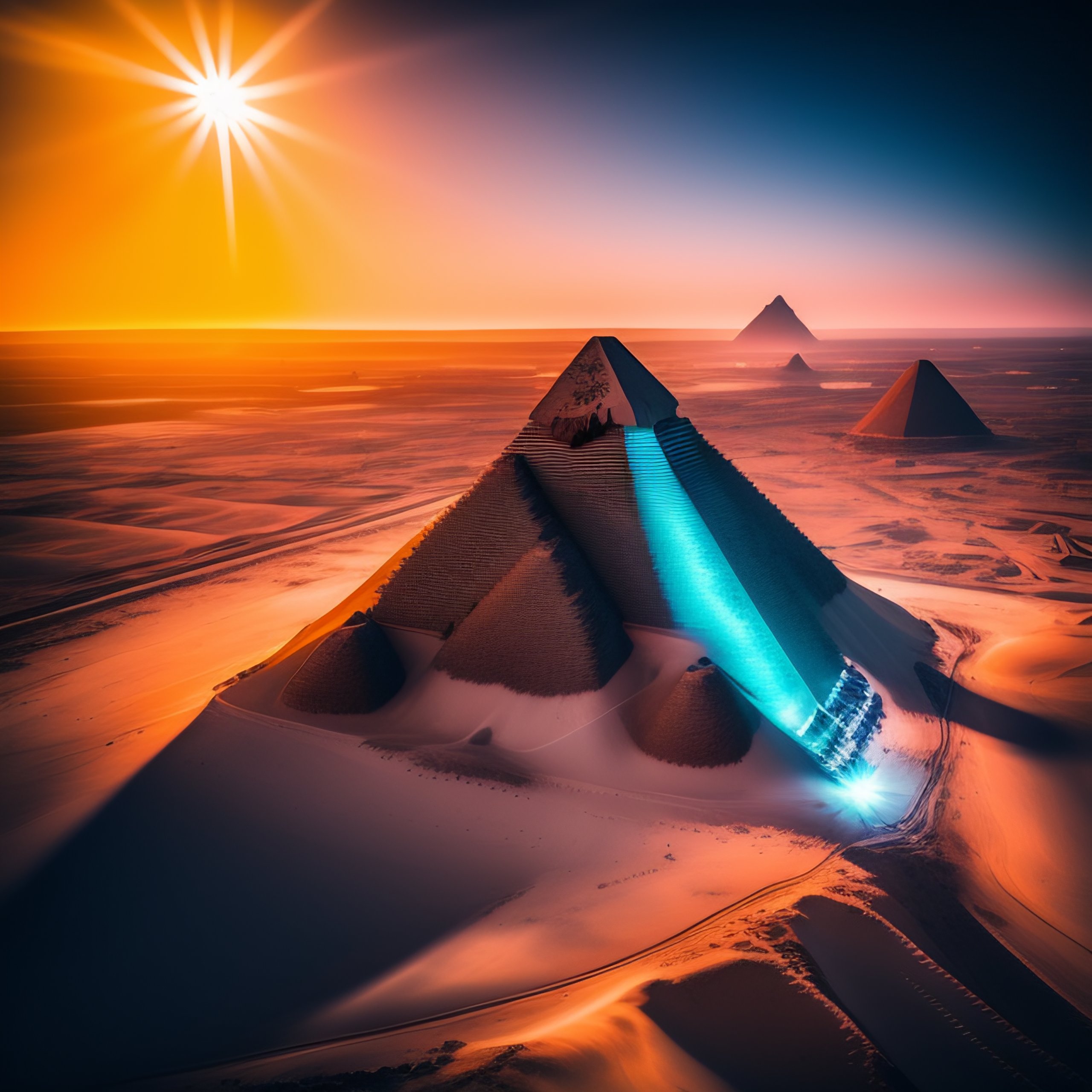 Lexica - Drone photo of the three pyramids of Giza in white color, in ...