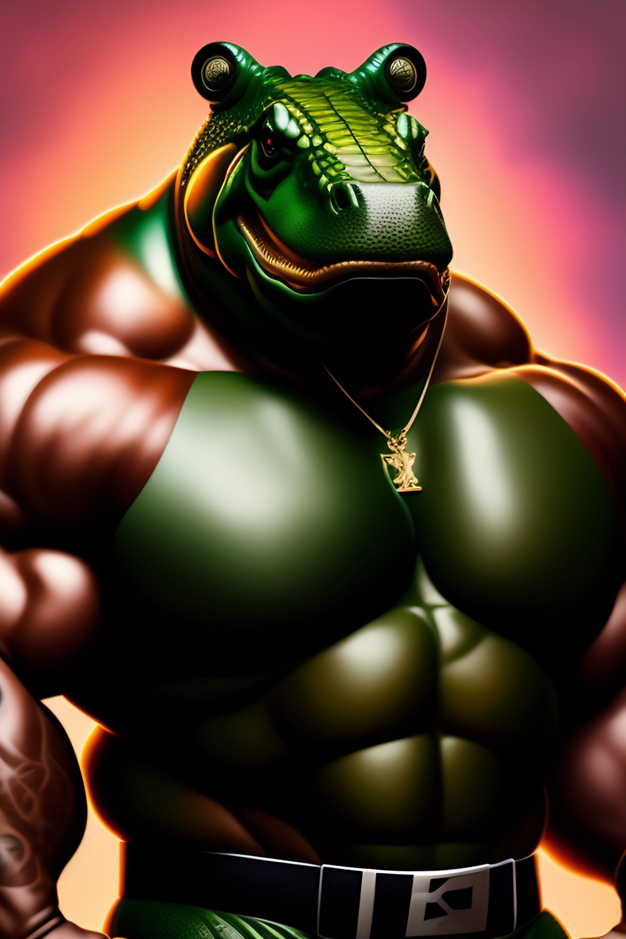 Lexica - A portrait of an anthropomorphic alligator, thick, chonky ...