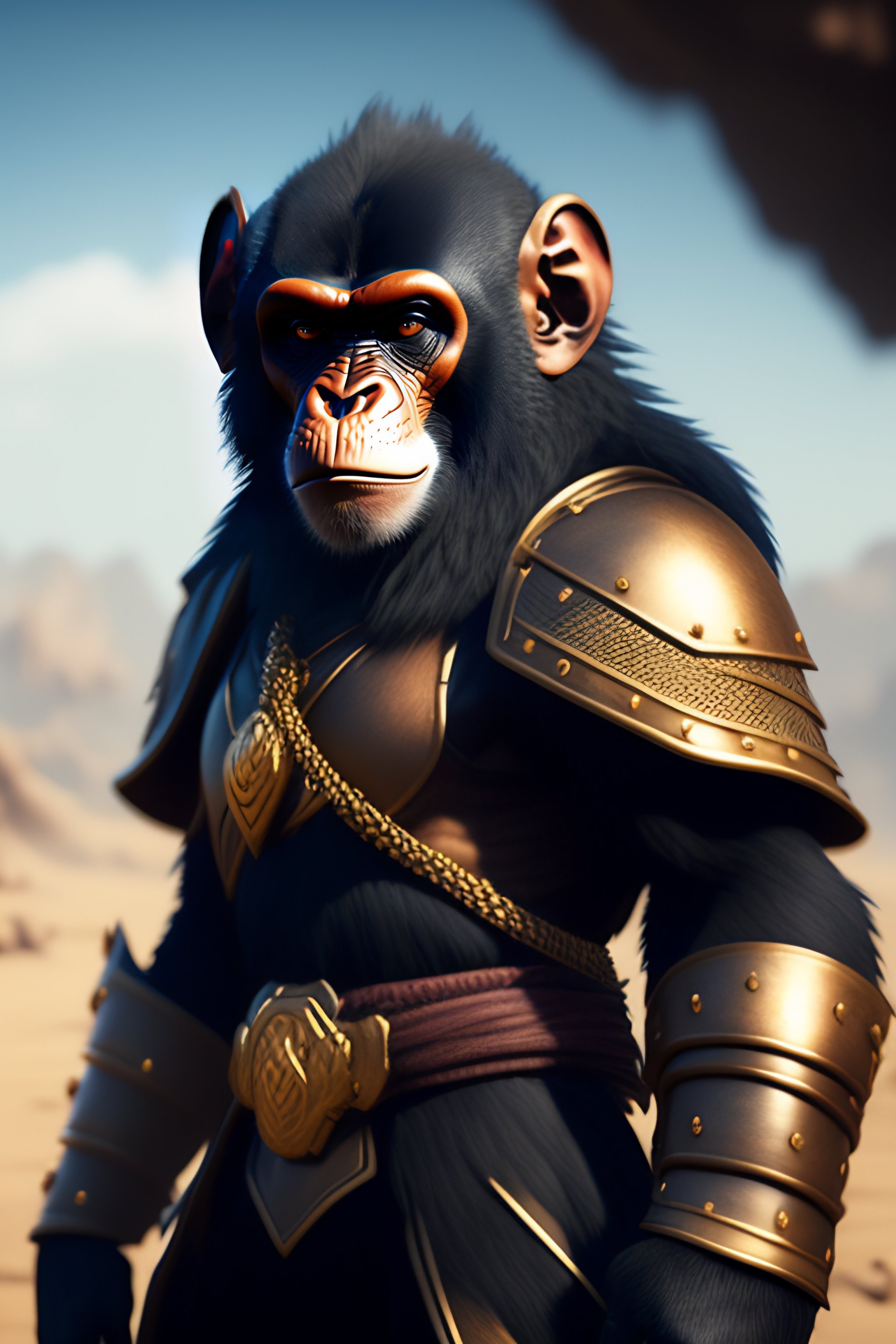 Lexica - Monkey Armored , Realistic , detailed, Rpg style