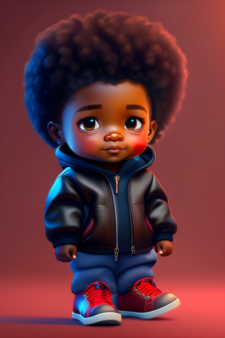 Lexica - Cute adorable cartoon brown skin male baby, with afro, with ...