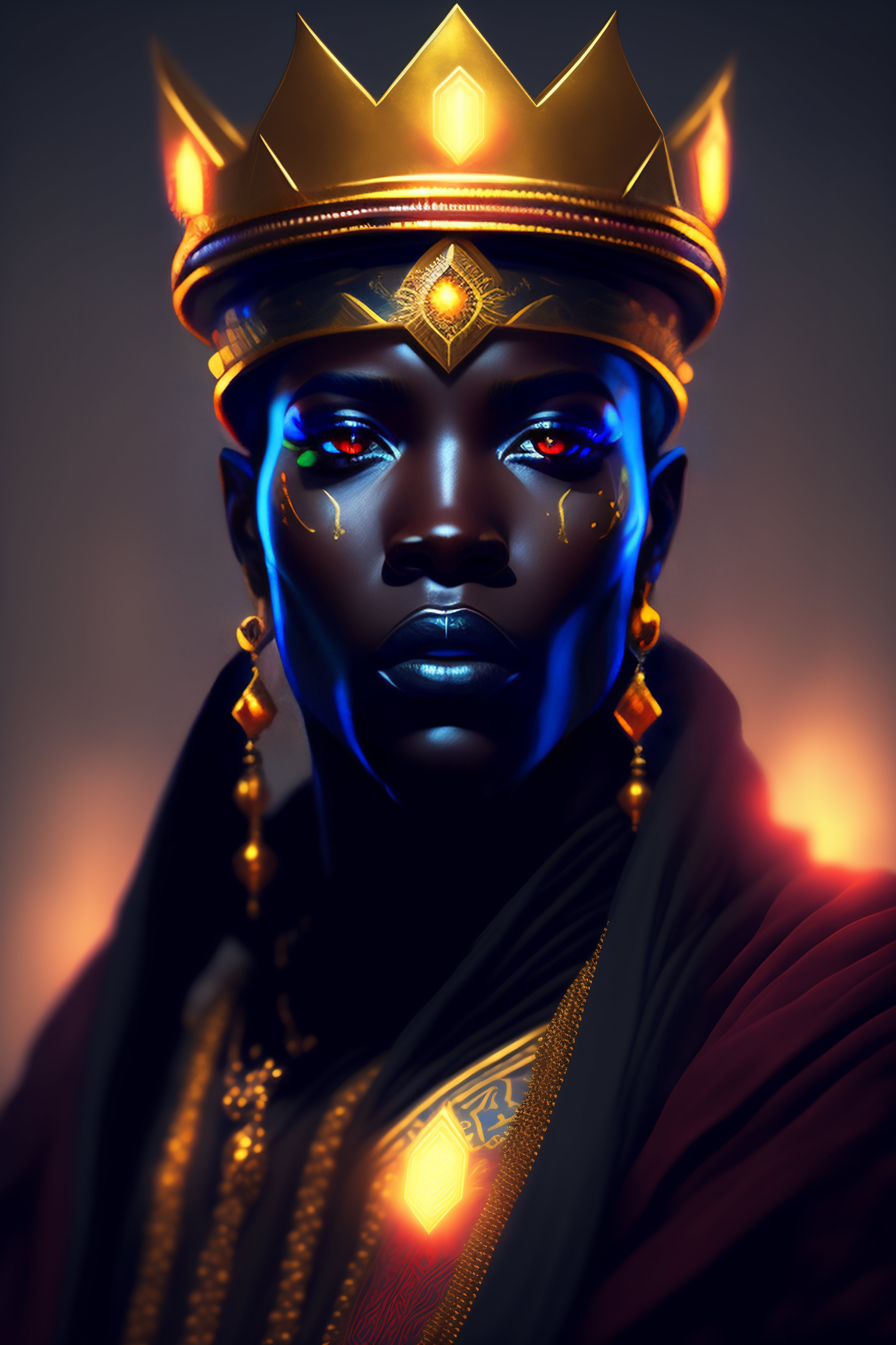 Lexica - A dark and ominous african moor with glowing eyes and a golden ...