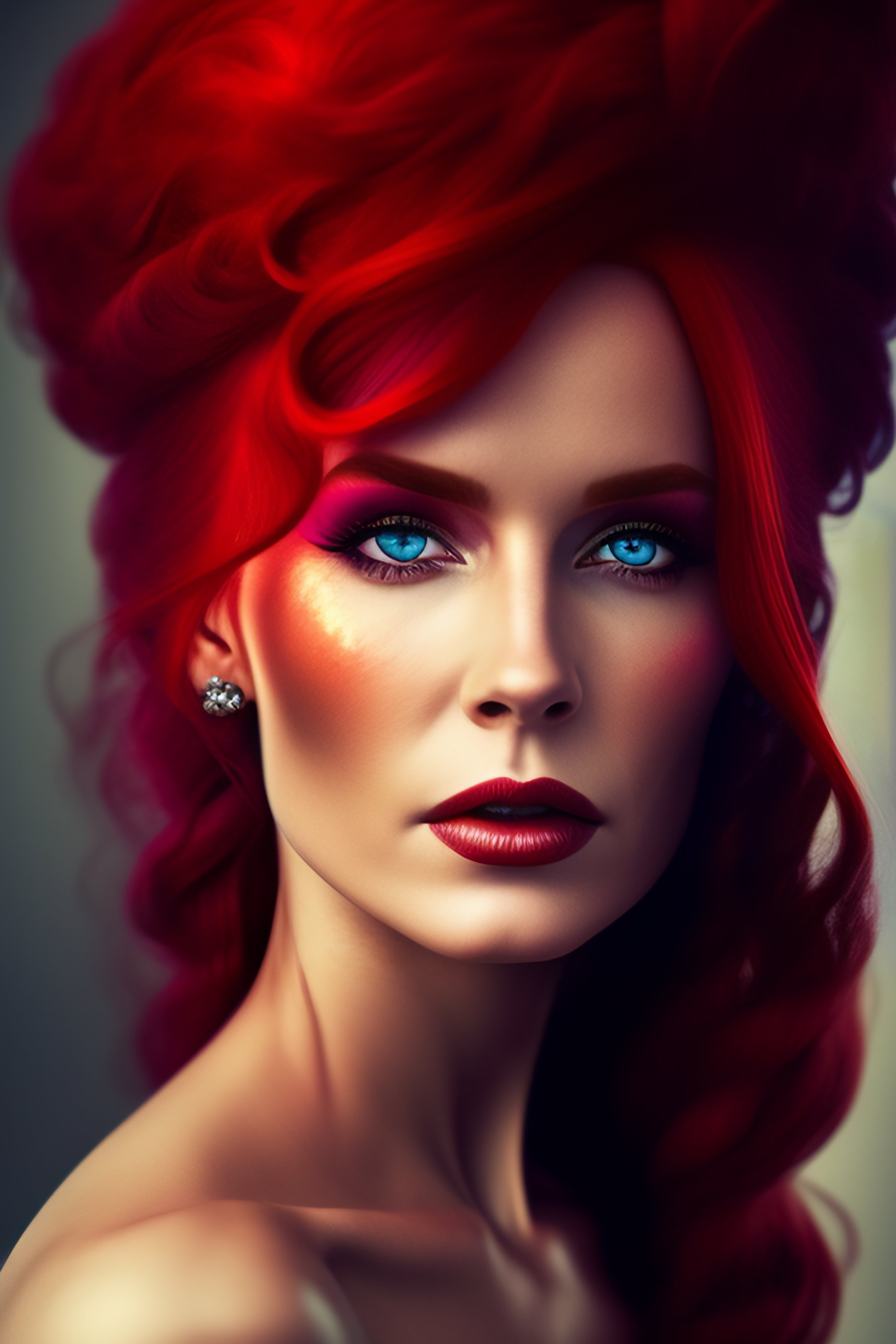 Lexica - A close-up of a Scottish woman with wild red hair, her eyes ...