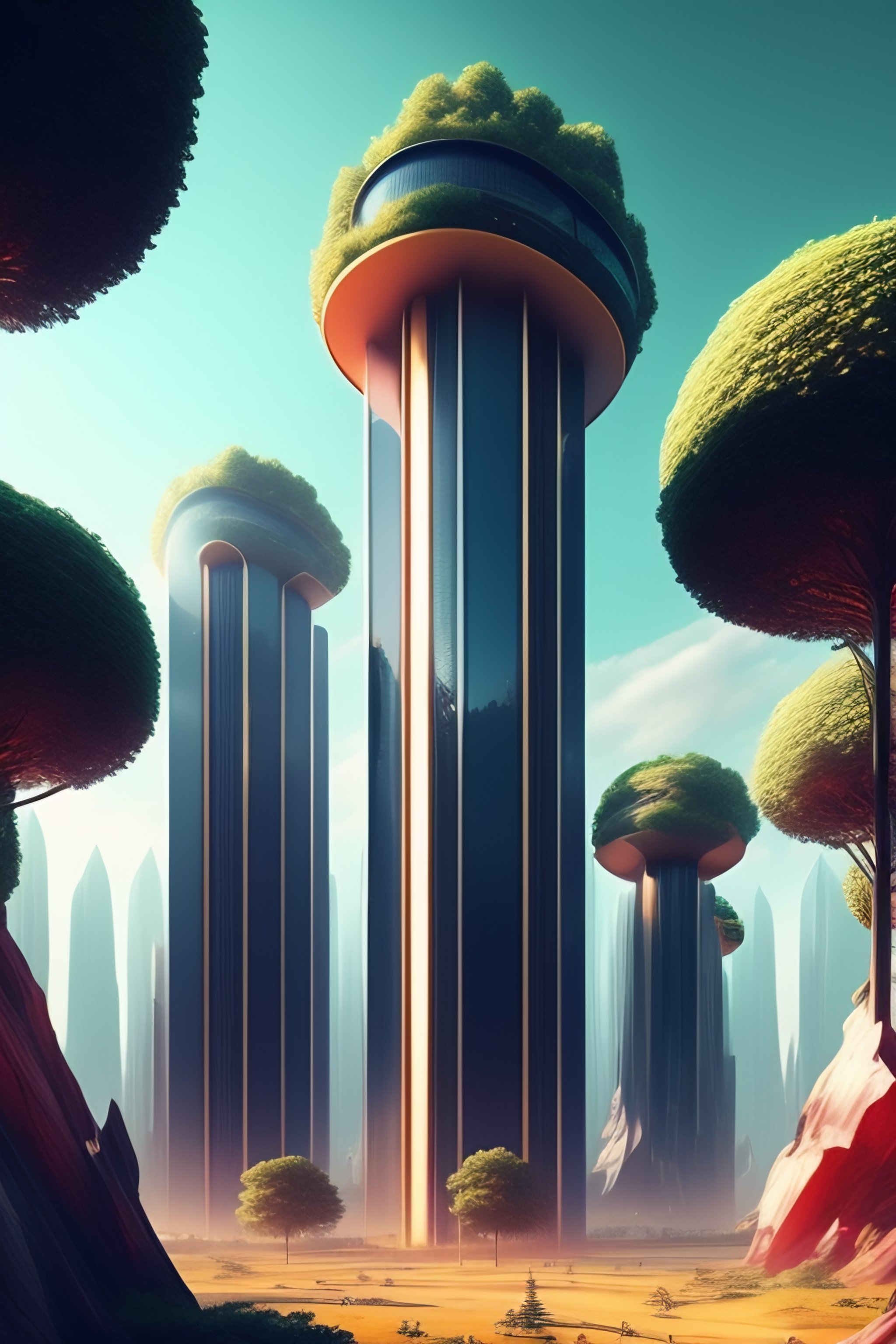 Lexica - Futuristic city trees rebel