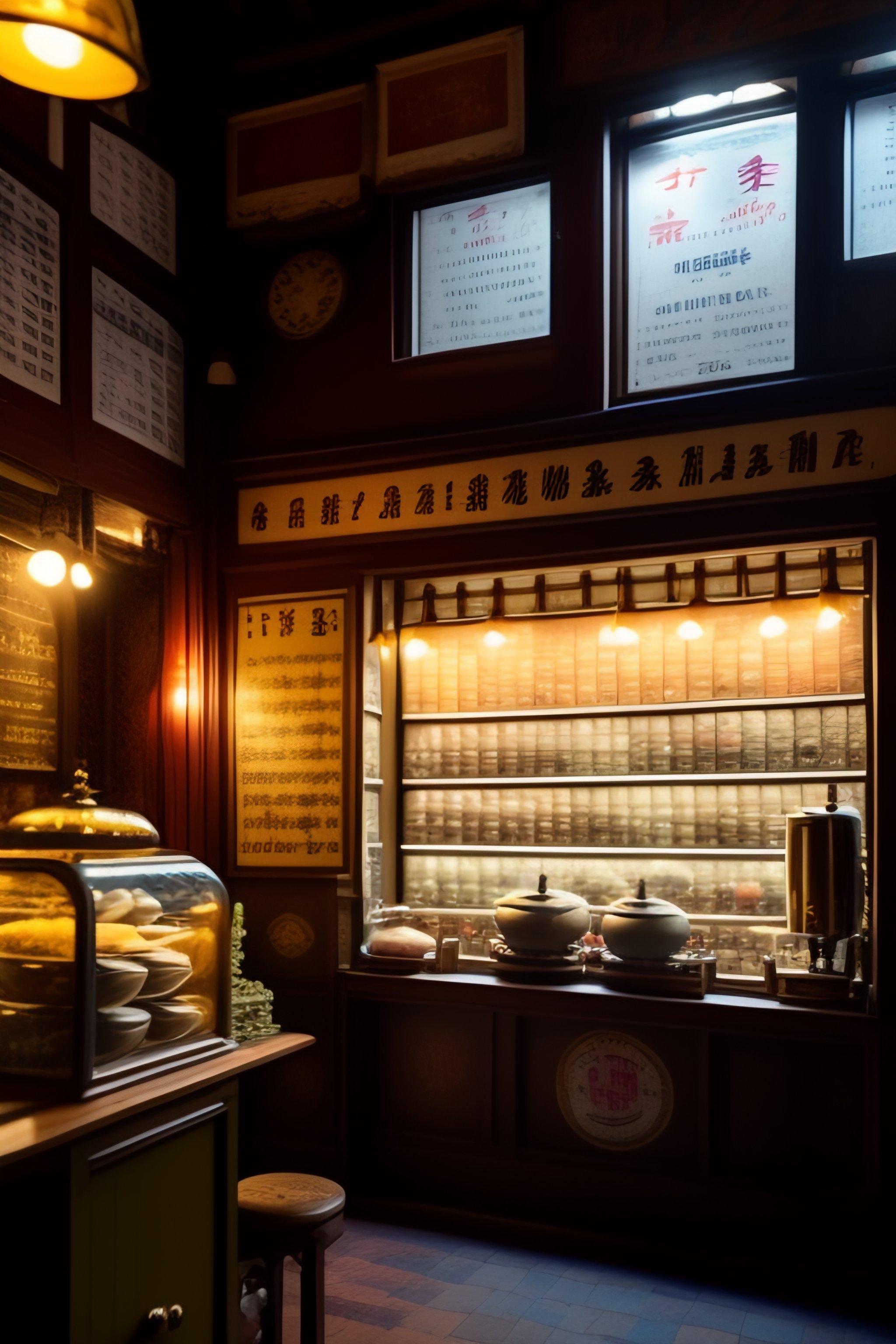 Lexica - Inside view of an old large tea shop which also has three ...