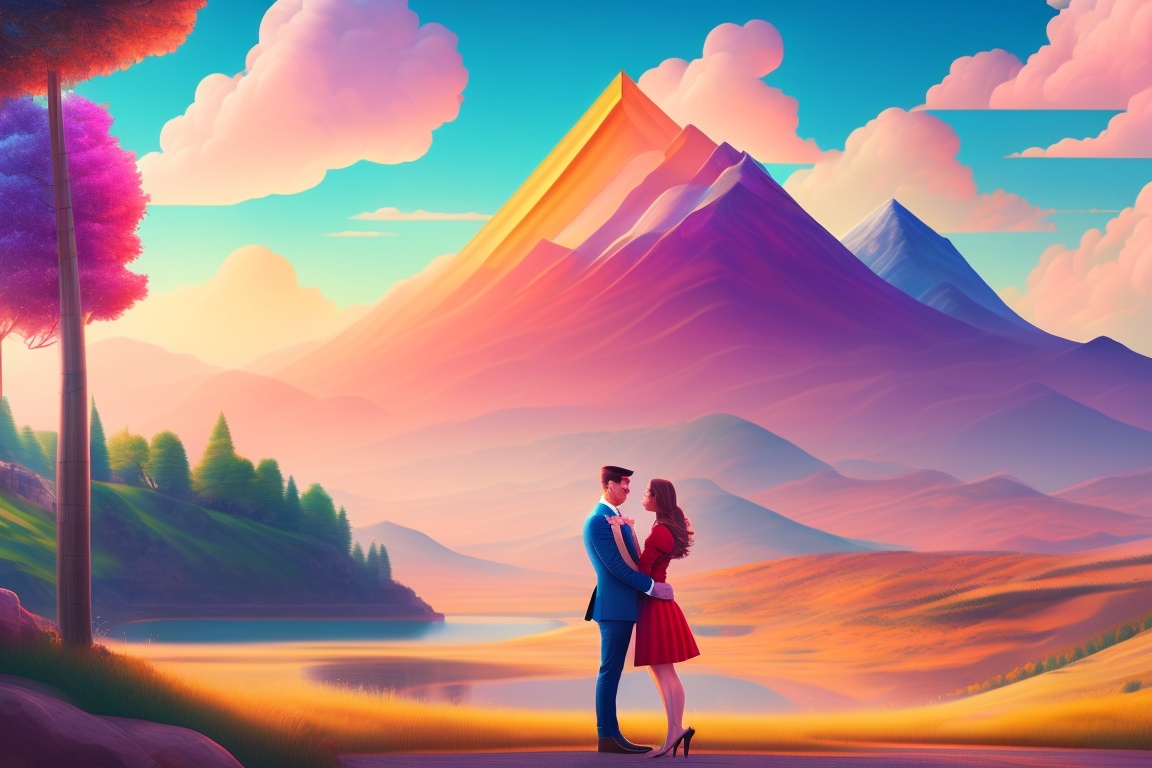 Lexica - Handsome man and pretty woman dating colorful, landscape, 4k ...