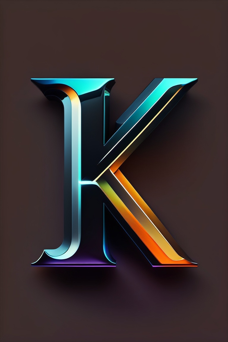 Lexica - K letter , stylized vector art, minimal, curves, flat colors ...