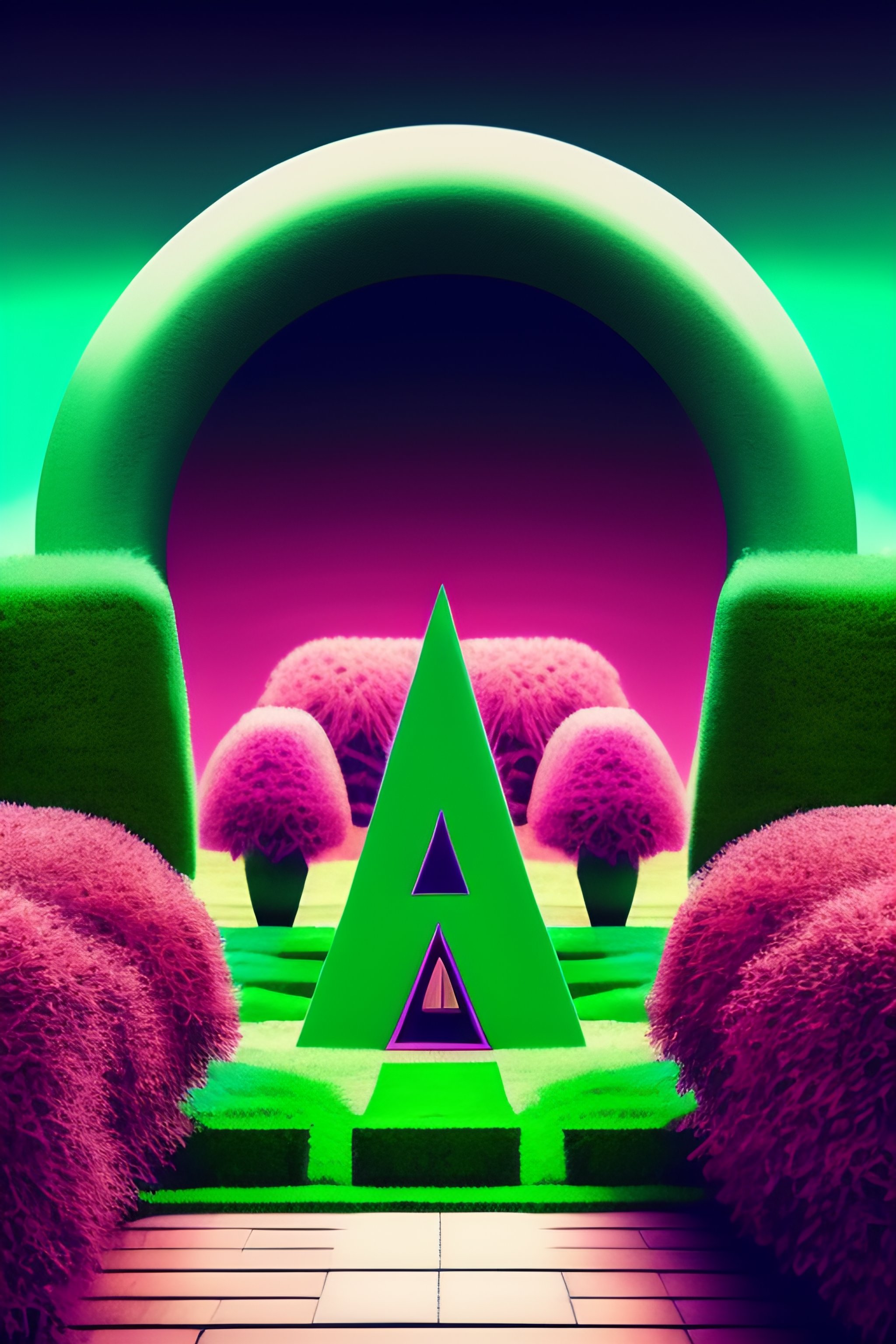 Lexica - Tall green hedge maze, green grass, evil monster in shadows ...