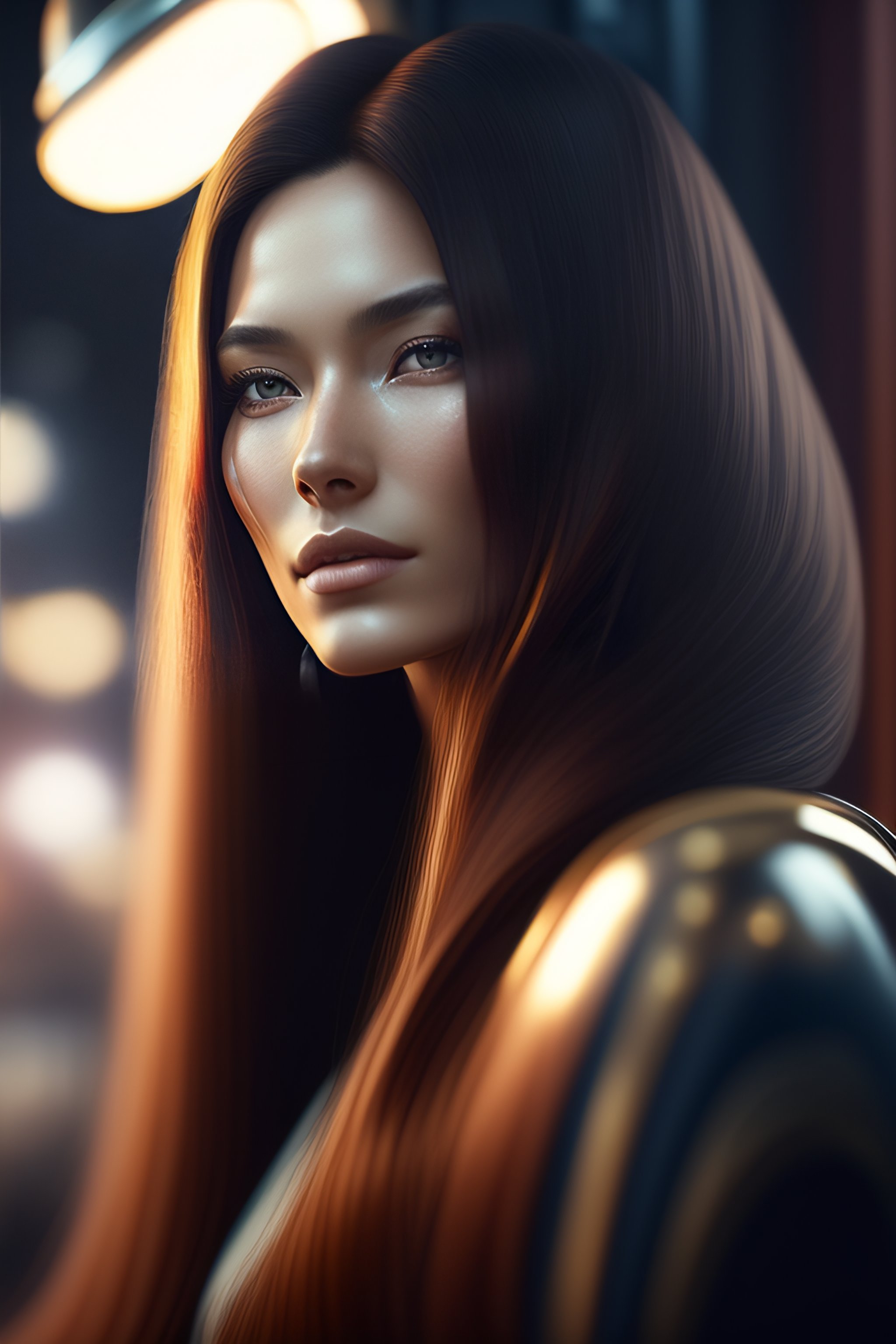 Lexica - Woman long hair getting a haircut at the hairdresser ...