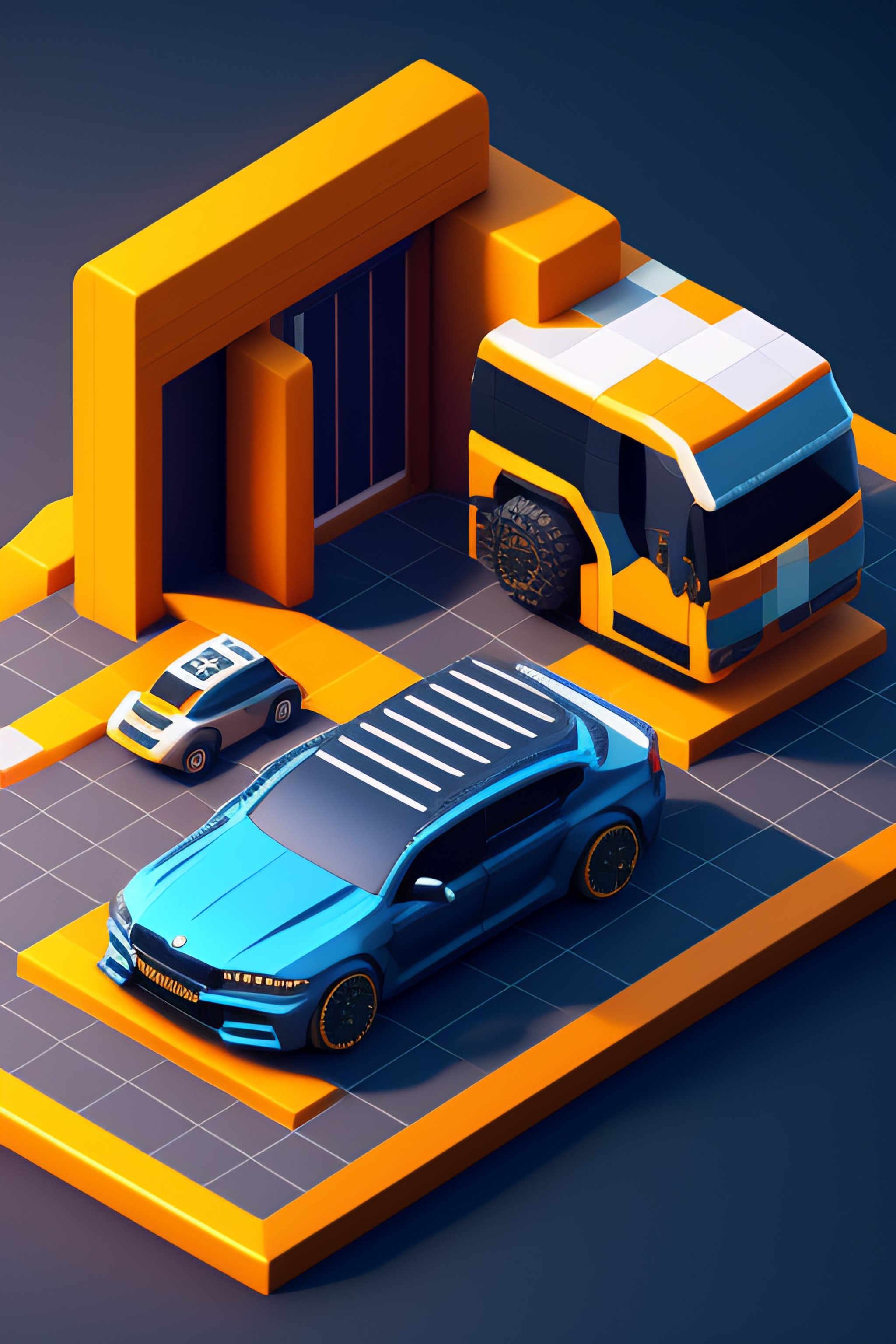 Lexica - Detailed isometric bmw, pixel art, unreal engine voxel render