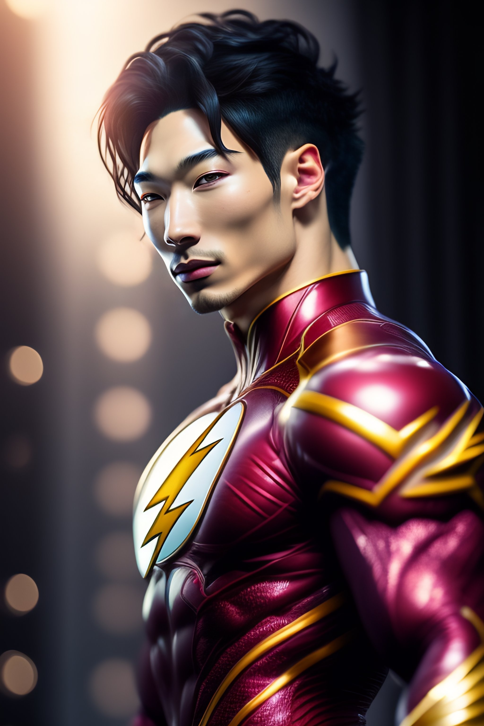 Lexica - Full body potrait of ezra miller as super muscular flash anime ...