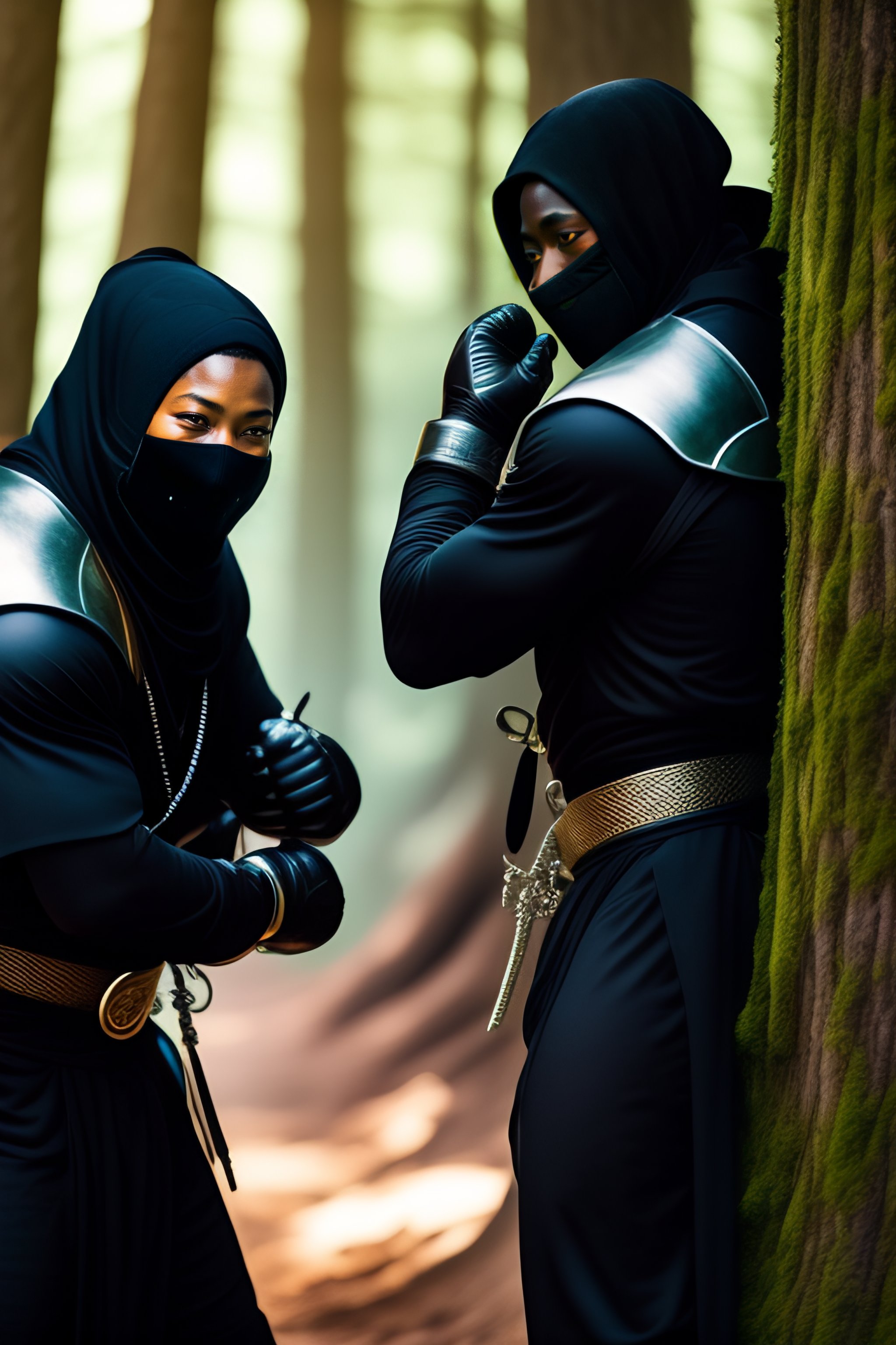 Lexica - Image of two black Ninjas assassins,laughing while training in ...