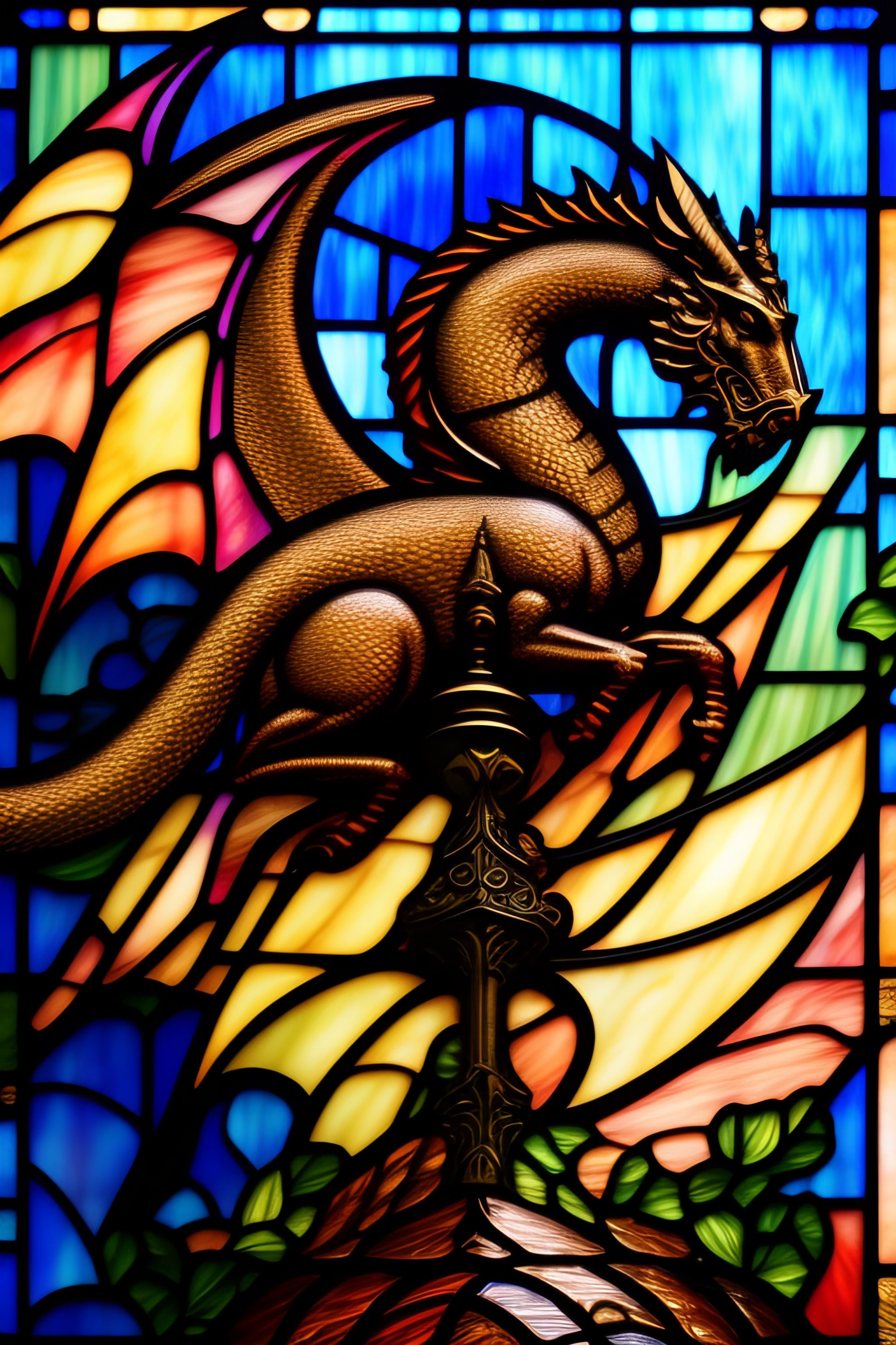 Lexica - The knight St. George fighting the dragon of Hunger, detailed ...