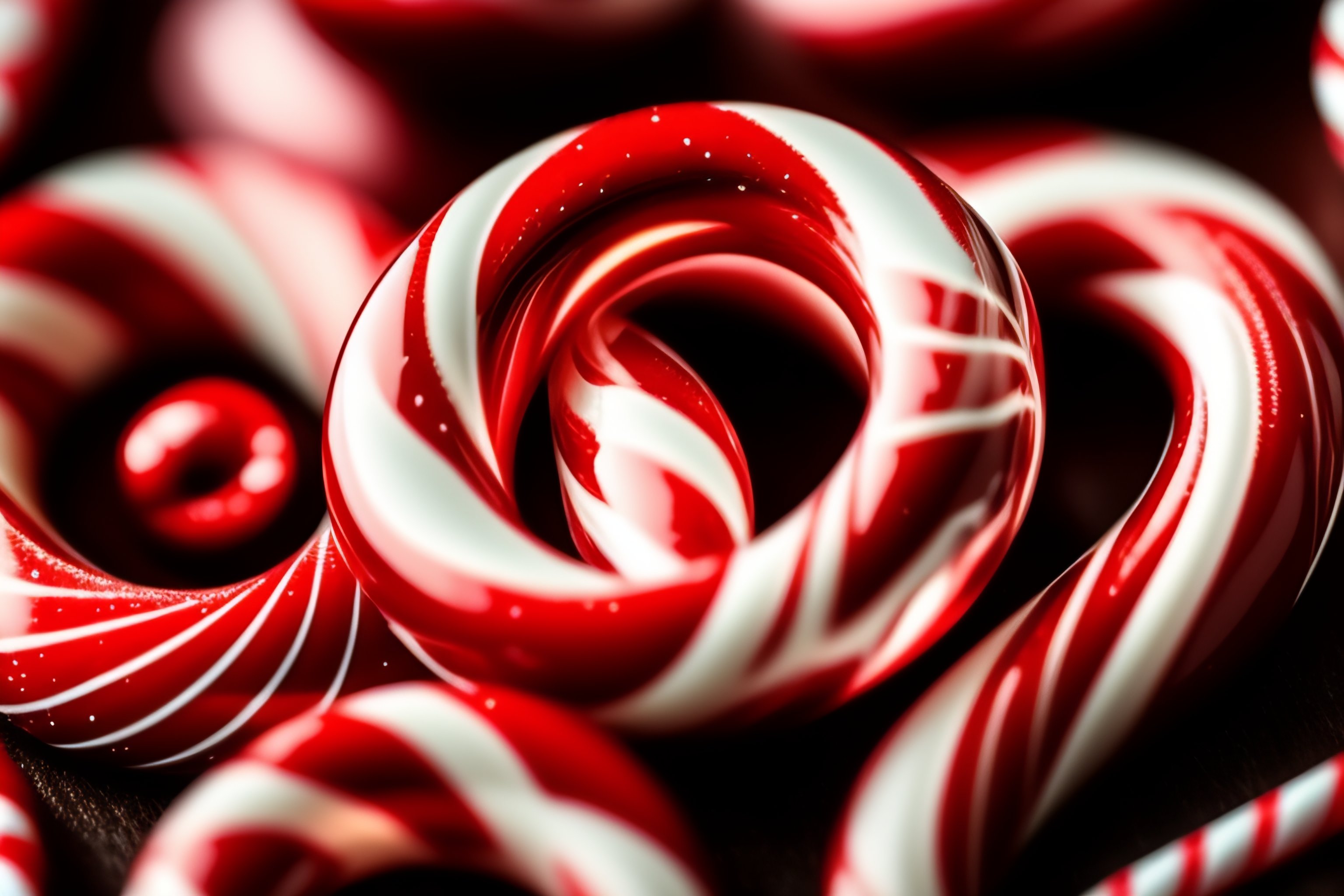Lexica - Closeup of peppermint candy canes side by side, intricate ...