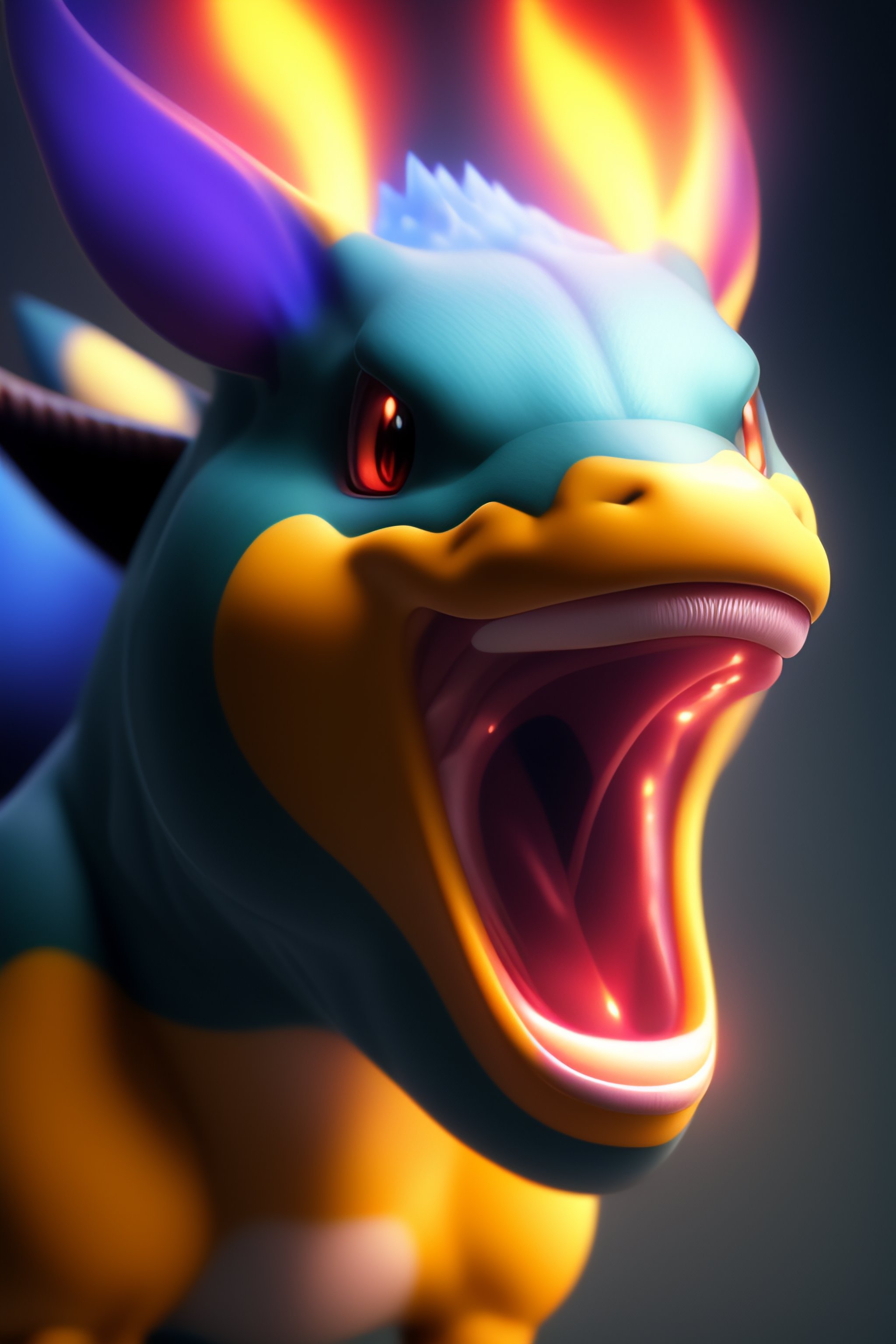 Lexica - Photorealistic pokemon Glurak breathing fire out of its mouth