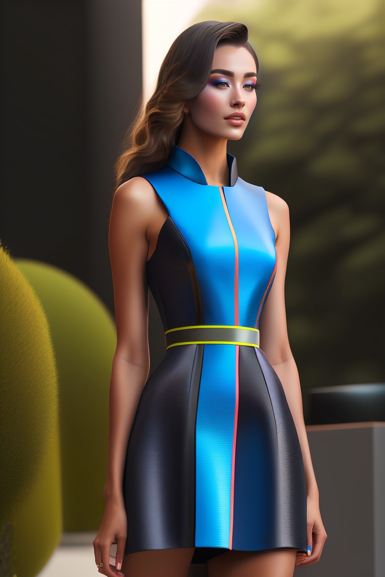 Lexica - A futuristic short sleeveless dress in dark grey, grey, and ...