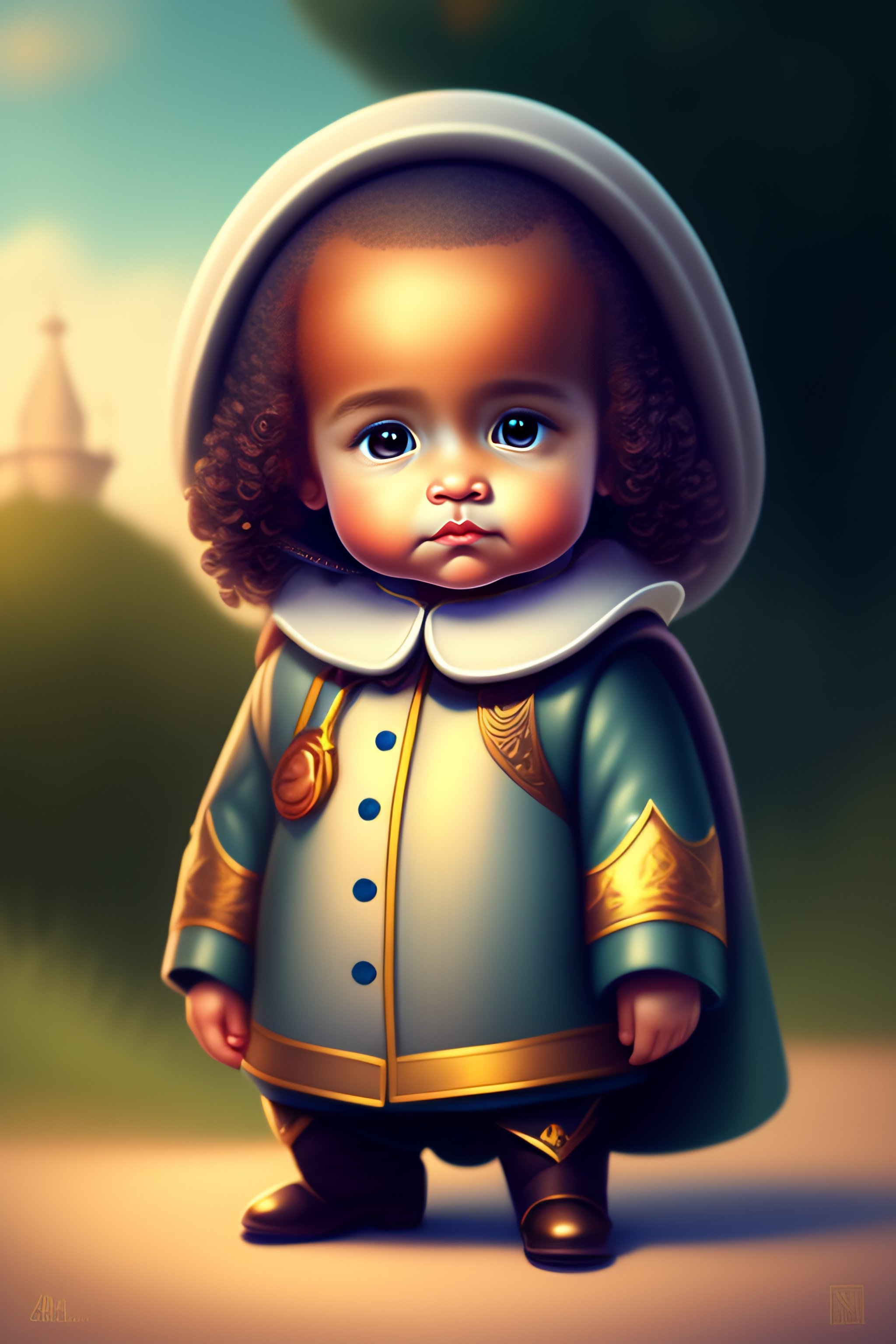 Lexica - Cute and adorable cartoon baby George Washington, fantasy ...